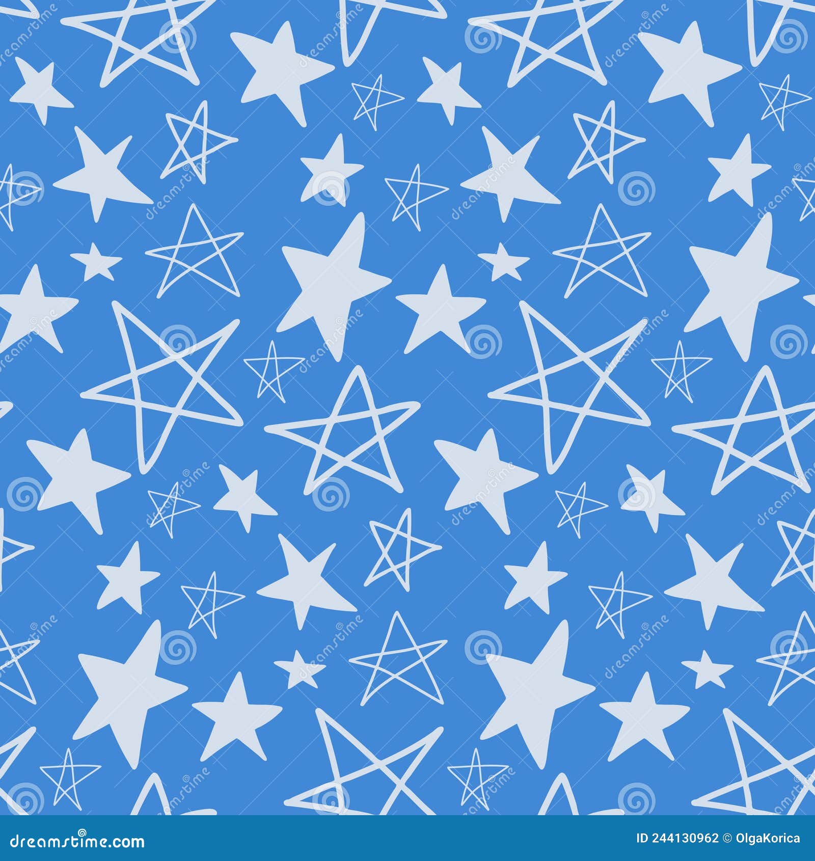 Seamless Pattern, Starry Sky, Simple Design with Star Element Stock ...