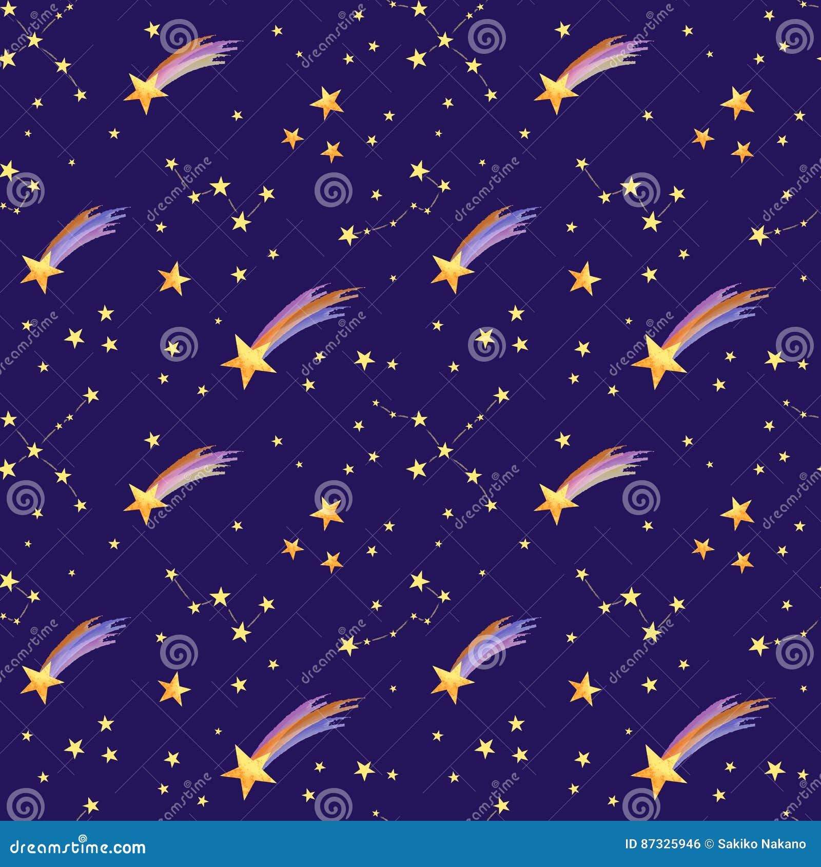 Seamless Pattern of Starry Sky Stock Vector - Illustration of organic ...