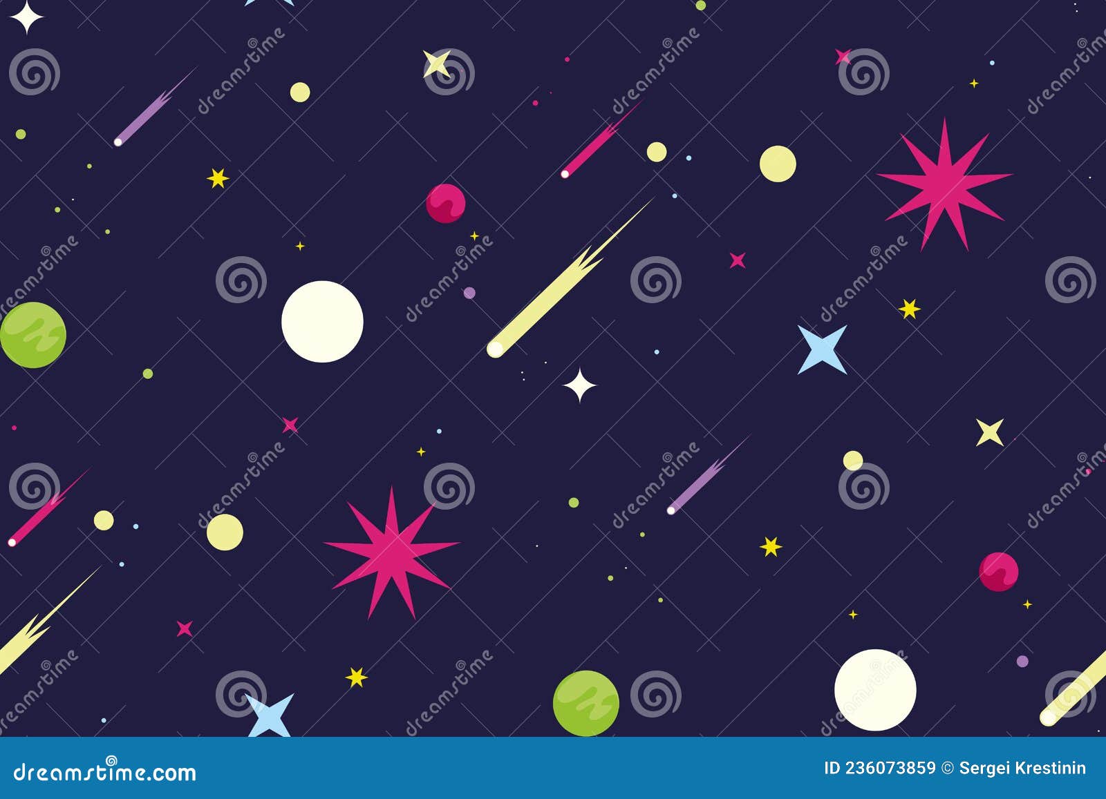Seamless Pattern with Stars and Comets. Stock Vector - Illustration of ...
