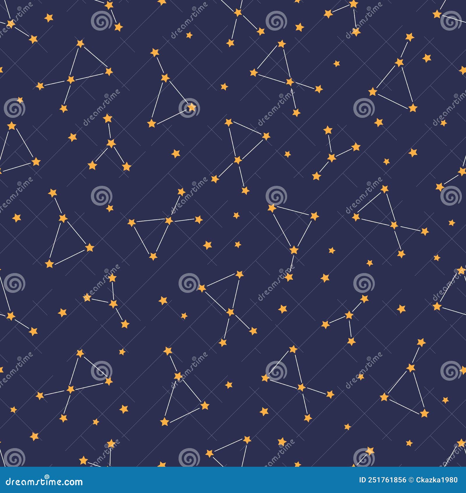 Seamless Pattern with Stars and Constellations on a Blue Background ...