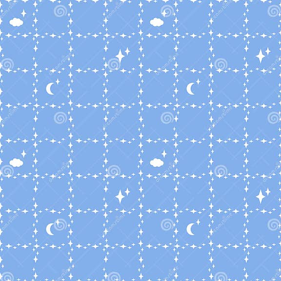 Seamless Pattern with Stars of Different Sizes. Clouds, the Moon Stock ...