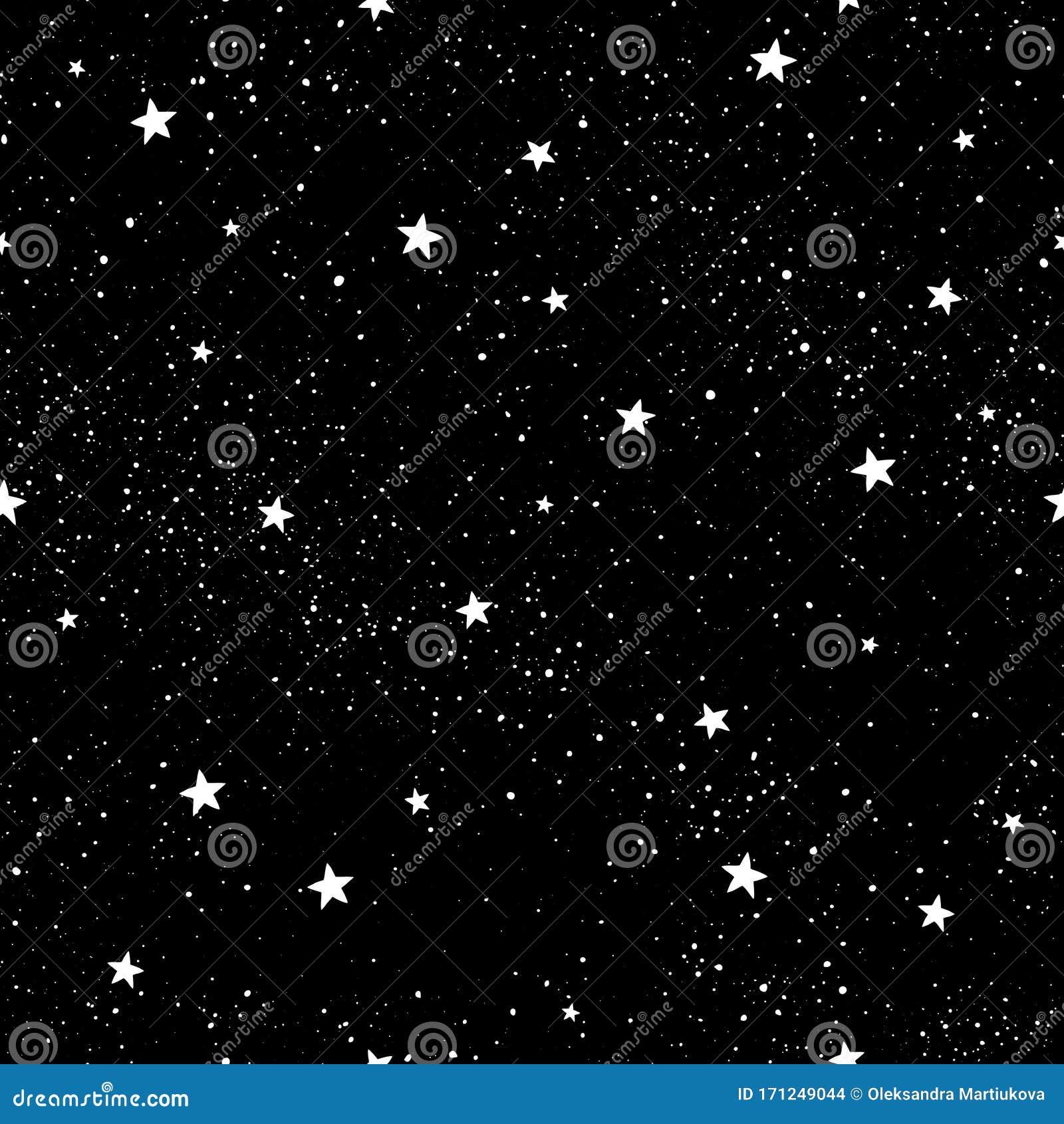 Seamless Pattern with Stars. Hand Drawn Stars Texture. Night Starry Sky ...