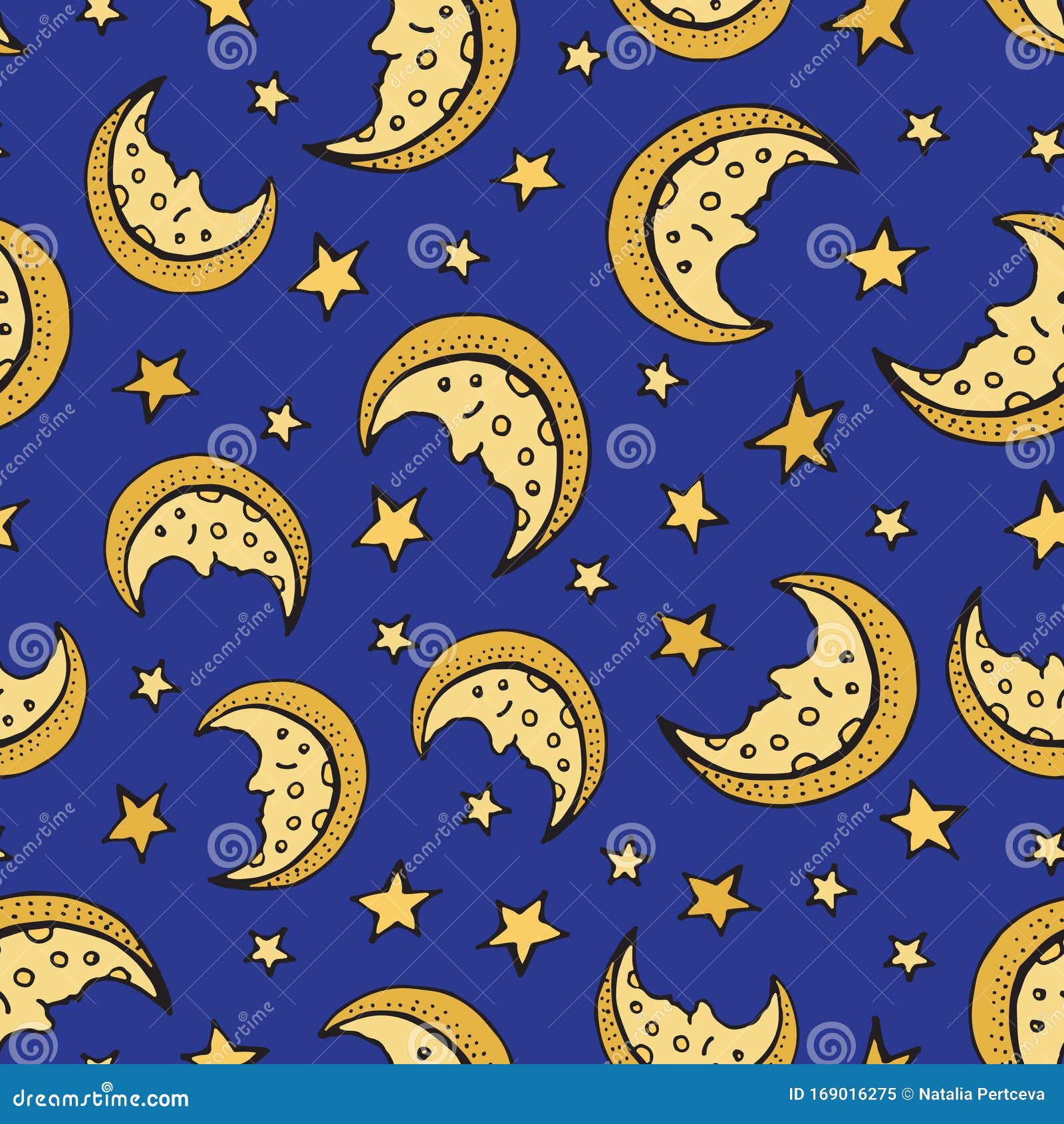 Seamless Pattern with Stars and the Moon, Star Pattern, Moon and Stars ...