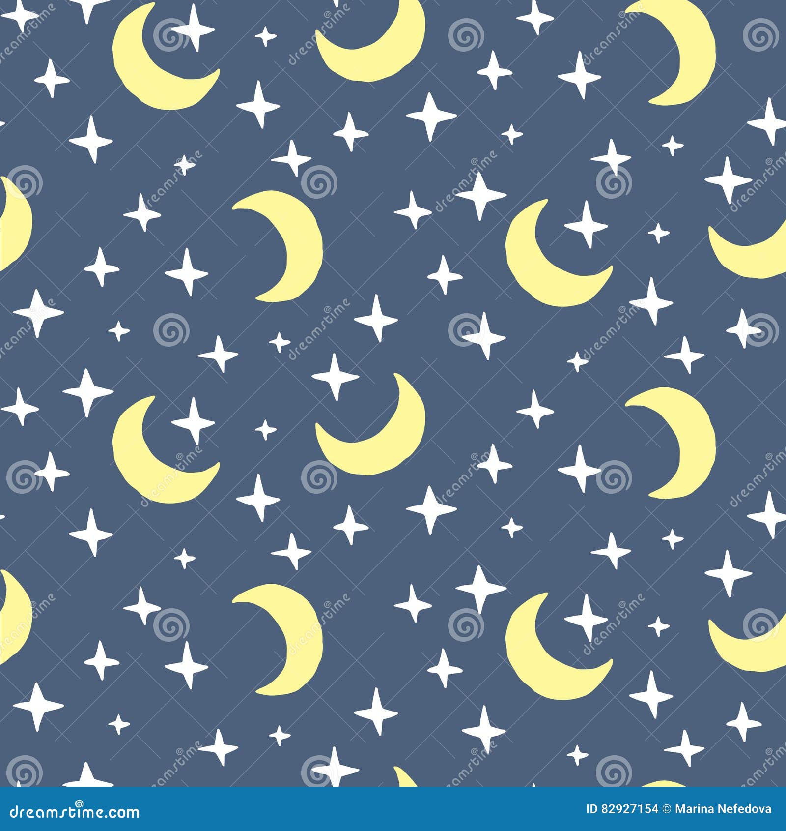 Seamless Pattern with Stars and Moon Stock Illustration - Illustration ...