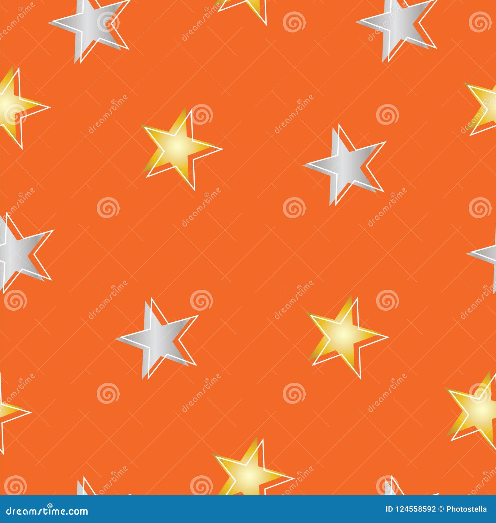 Seamless Pattern with Stars - Orange Background Stock Vector ...