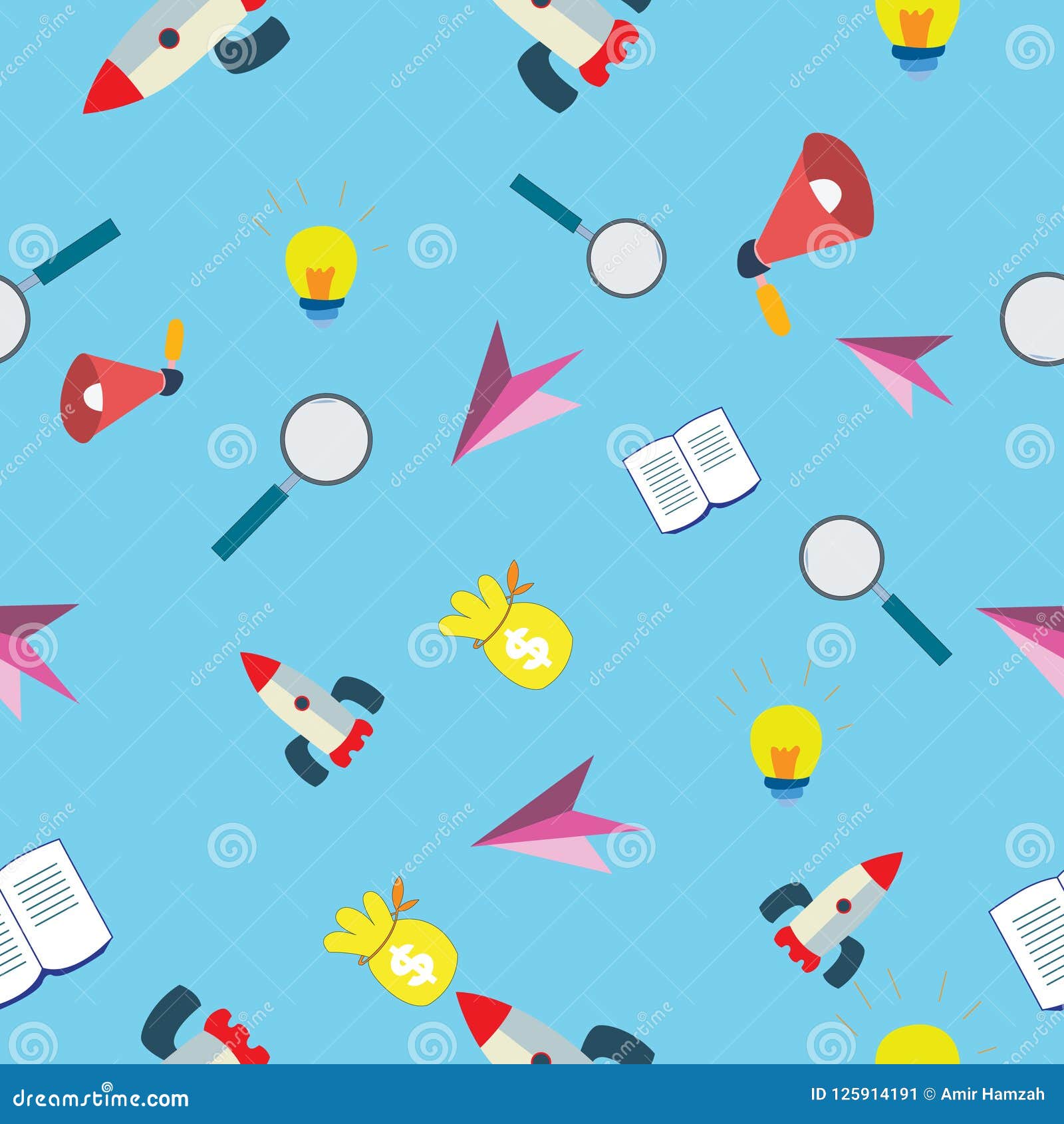 Seamless Pattern of Start Up Icon Stock Vector - Illustration of ...