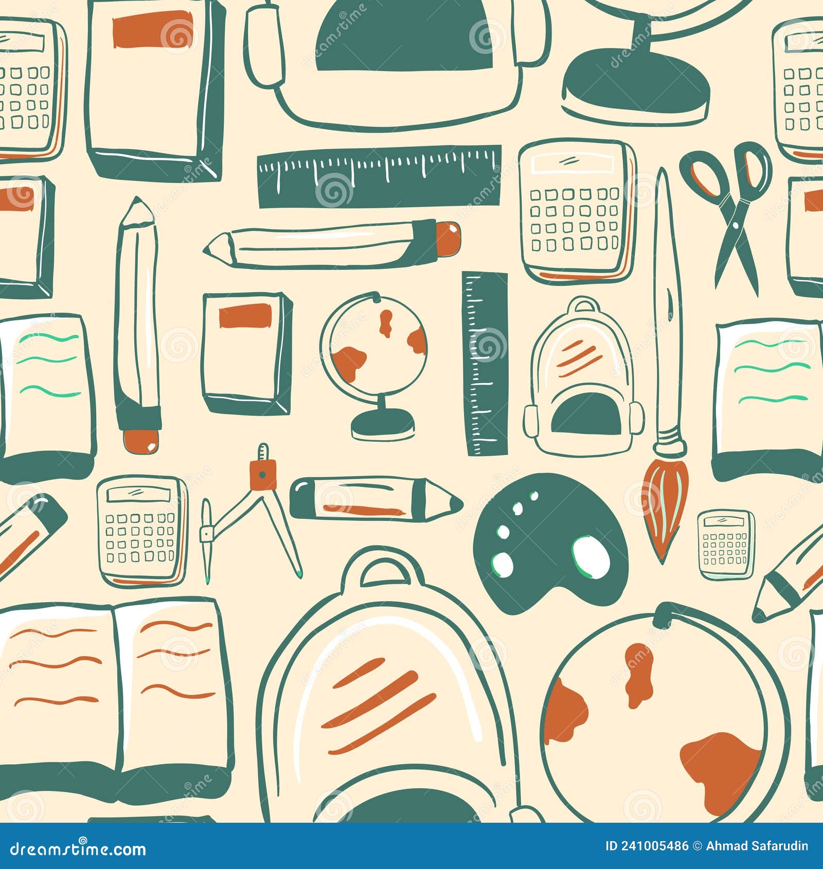 Seamless Pattern of Stationary Items Stuff for Study at School Isolated ...