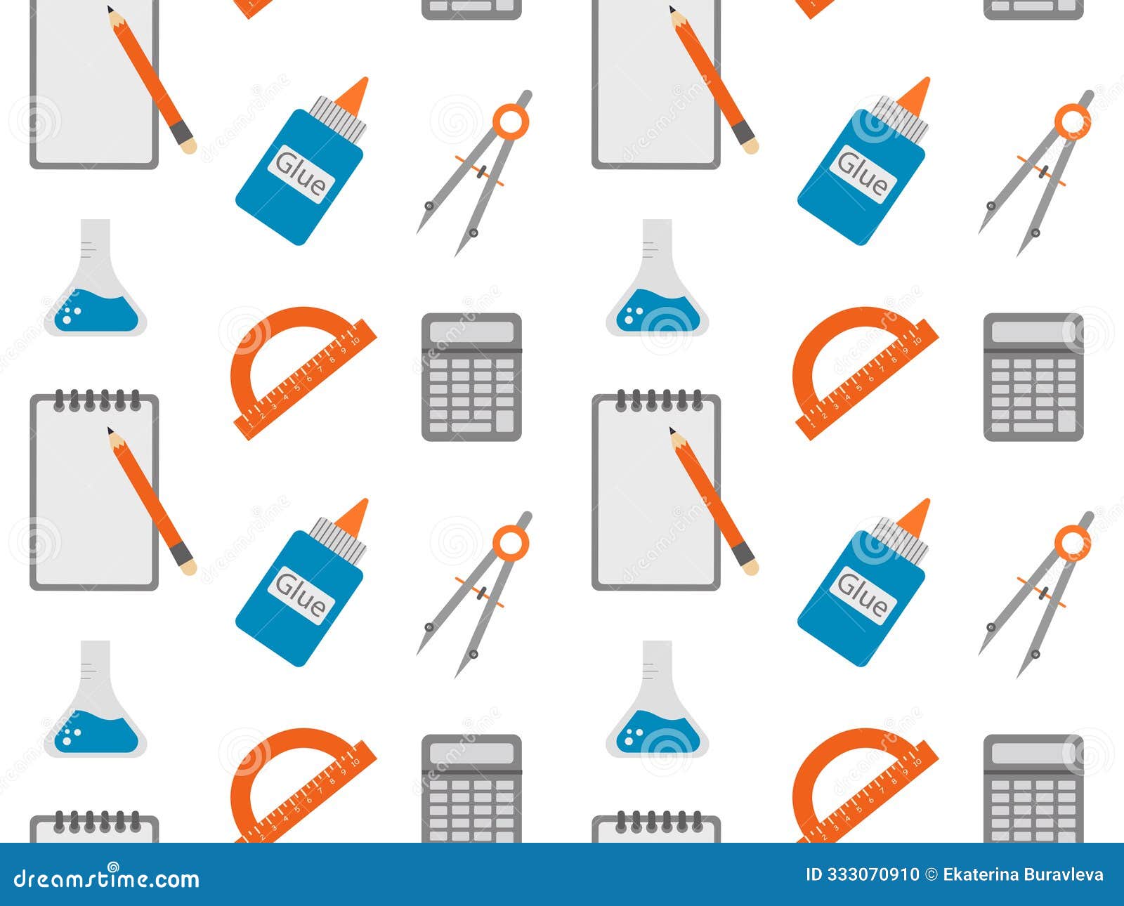 Seamless Pattern with Stationery for School and Office. Pencil for ...