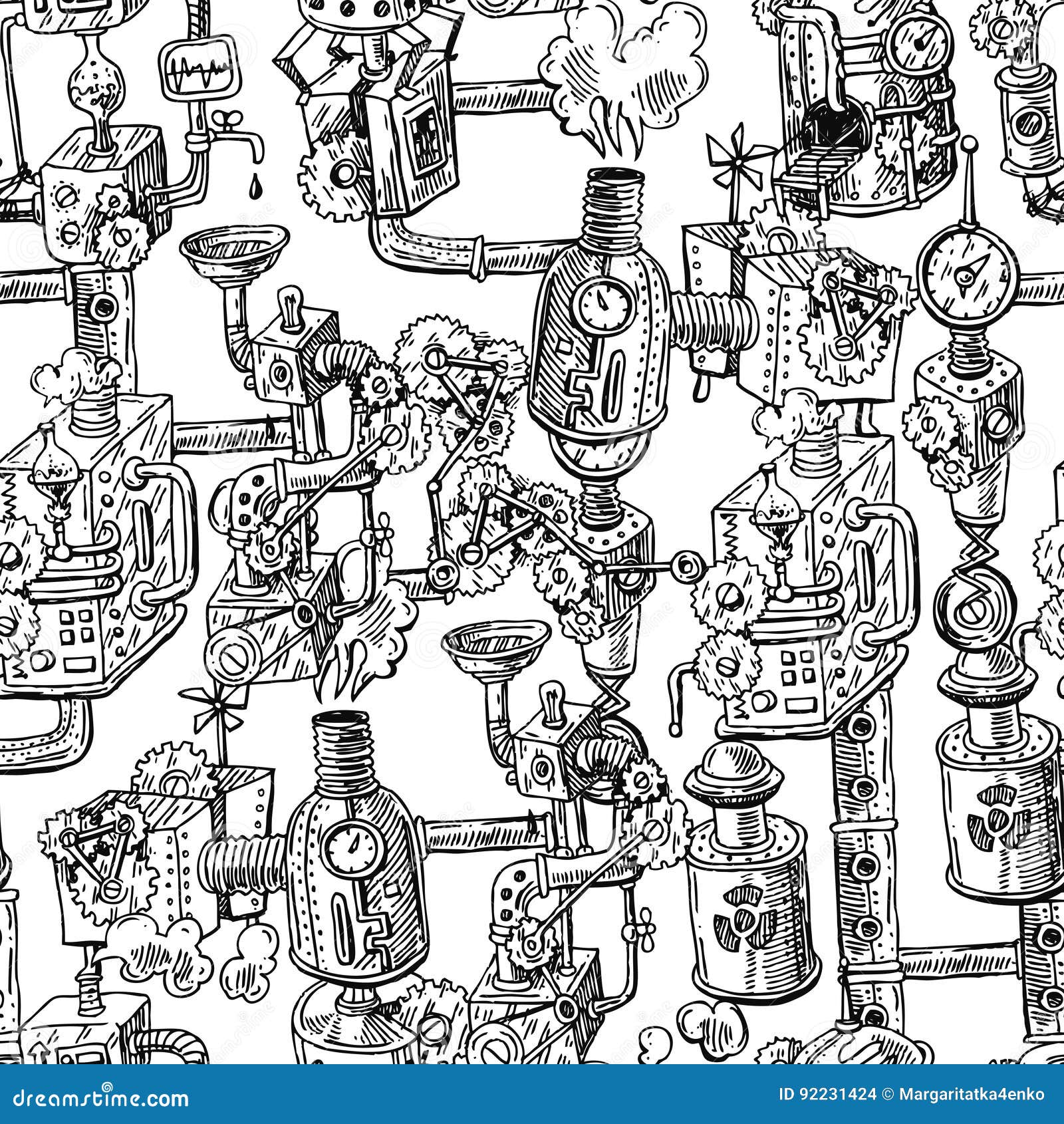Seamless pattern steampunk stock vector. Illustration of ornate - 92231424