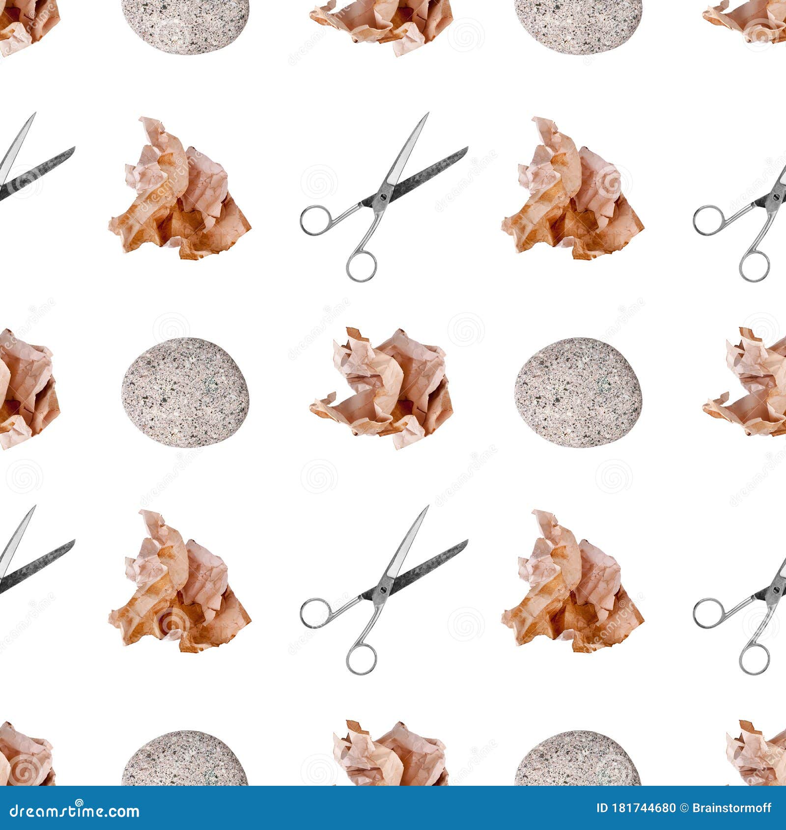 Seamless Pattern Stone, Paper, Scissors Game White Background Isolated ...