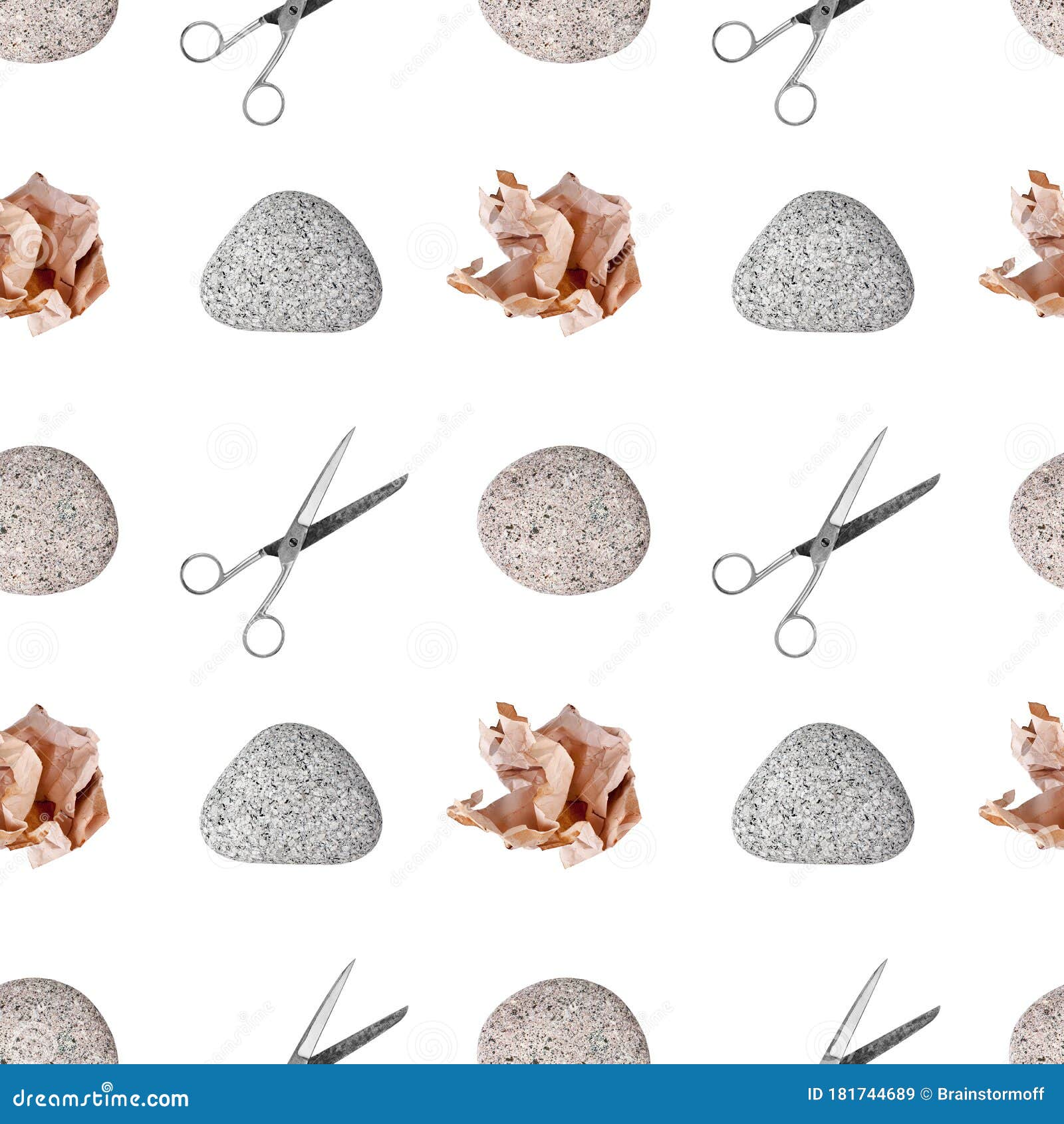 Seamless Pattern Stone, Paper, Scissors Game White Background Isolated ...