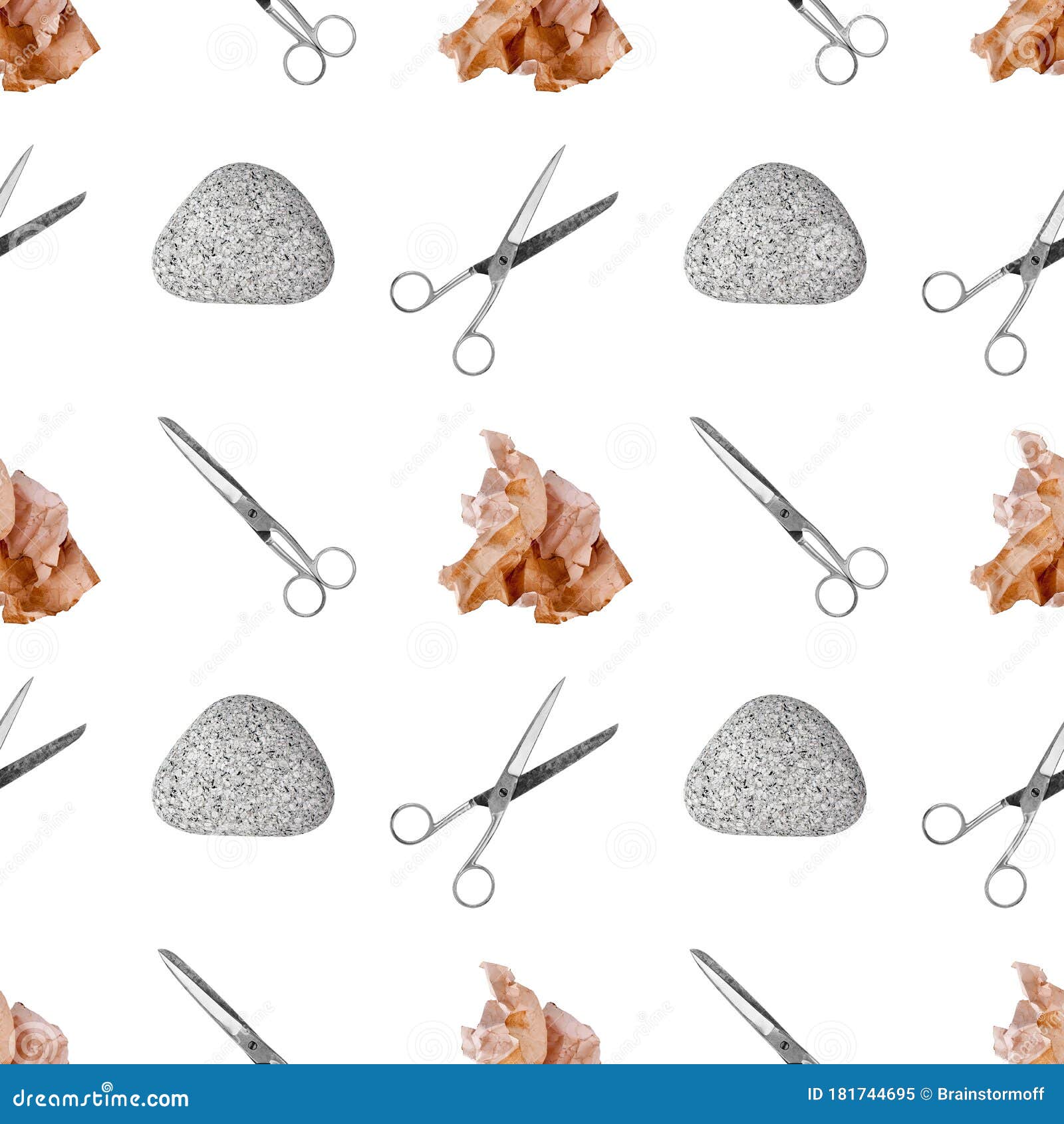 Seamless Pattern Stone, Paper, Scissors Game White Background Isolated ...