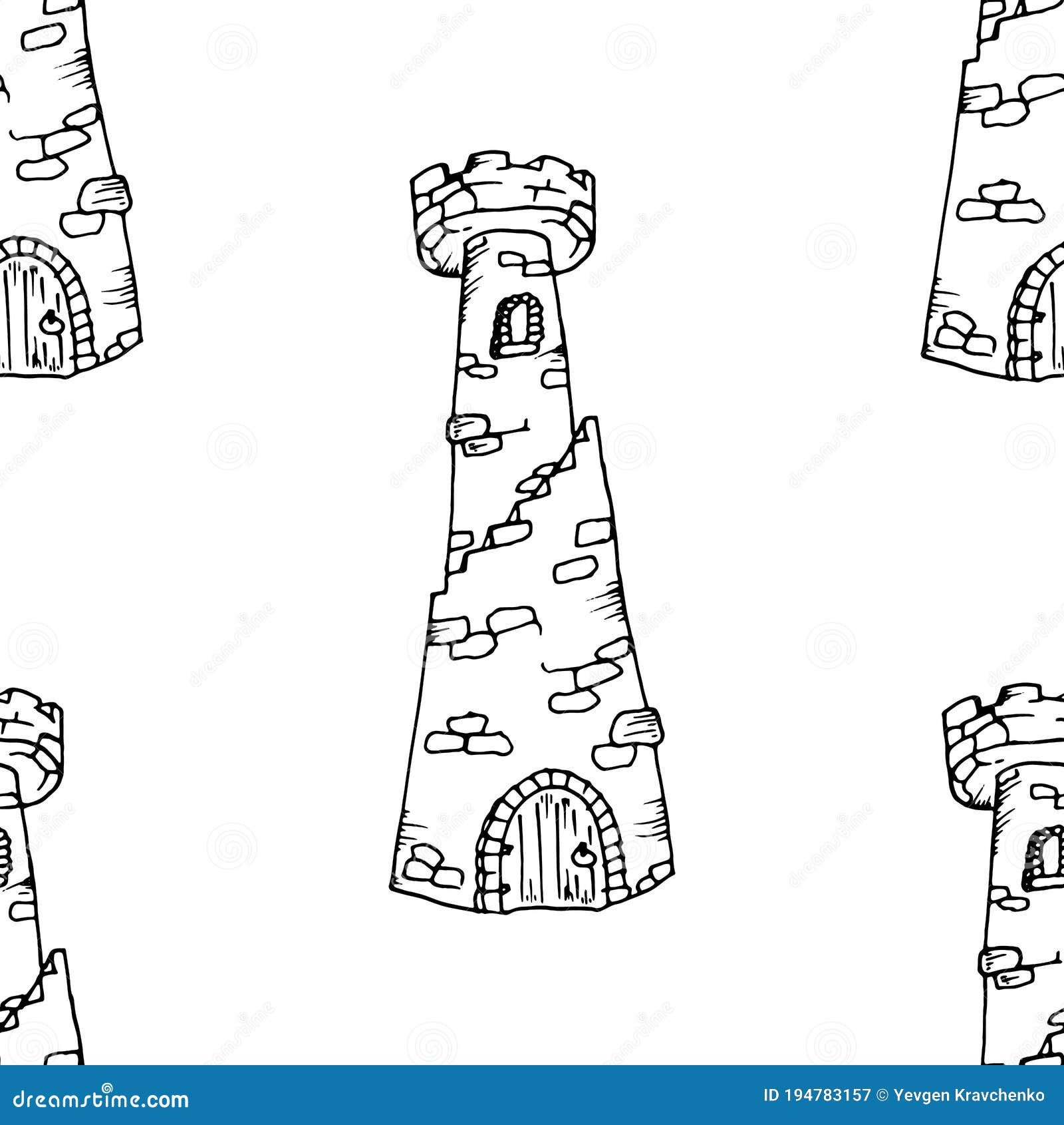 Seamless Pattern of a Stone Tower. Vector Illustration of a Seamless ...
