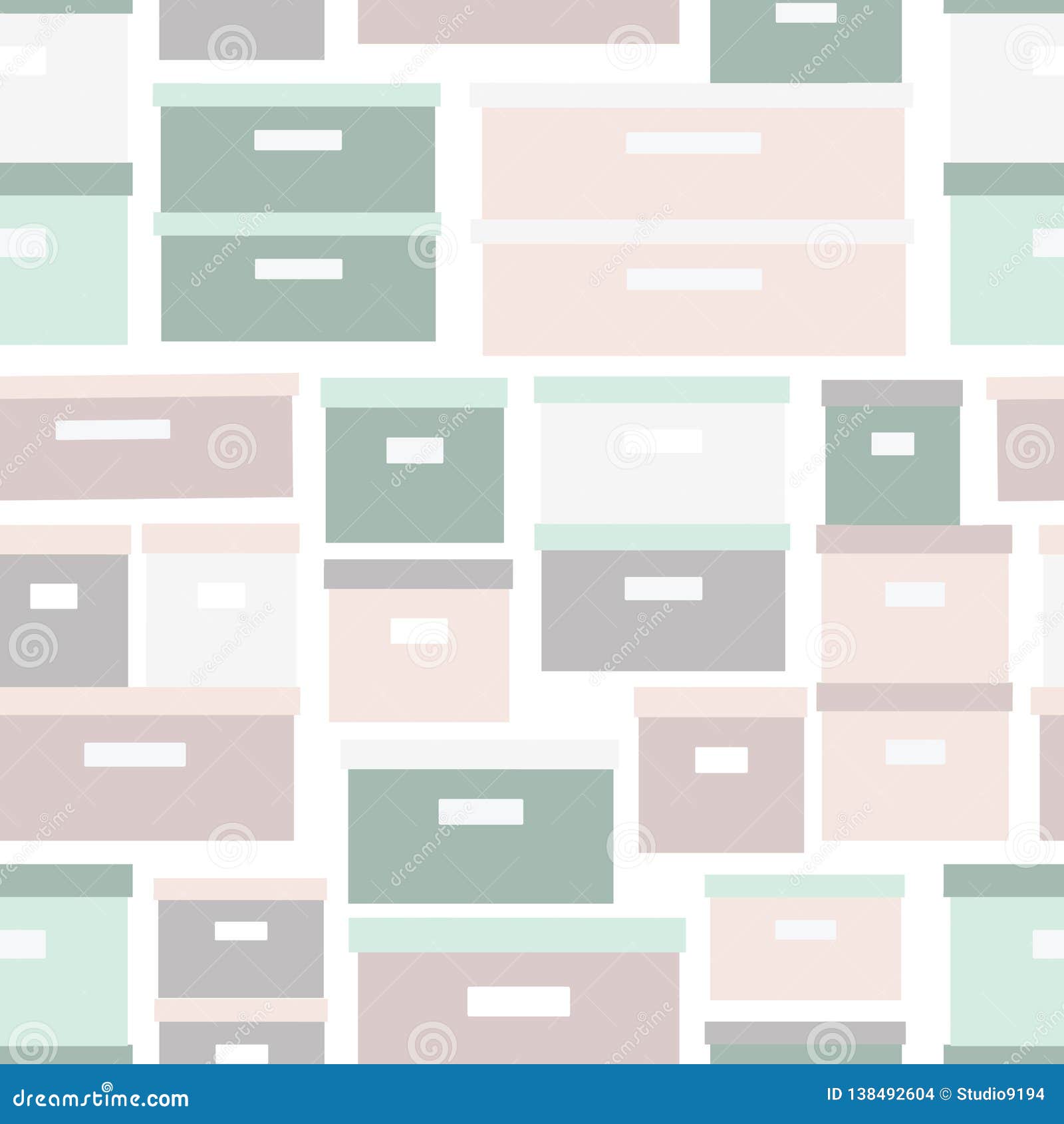 Seamless Pattern Storage Boxes. Stacked Cardboard Storage Boxes with ...