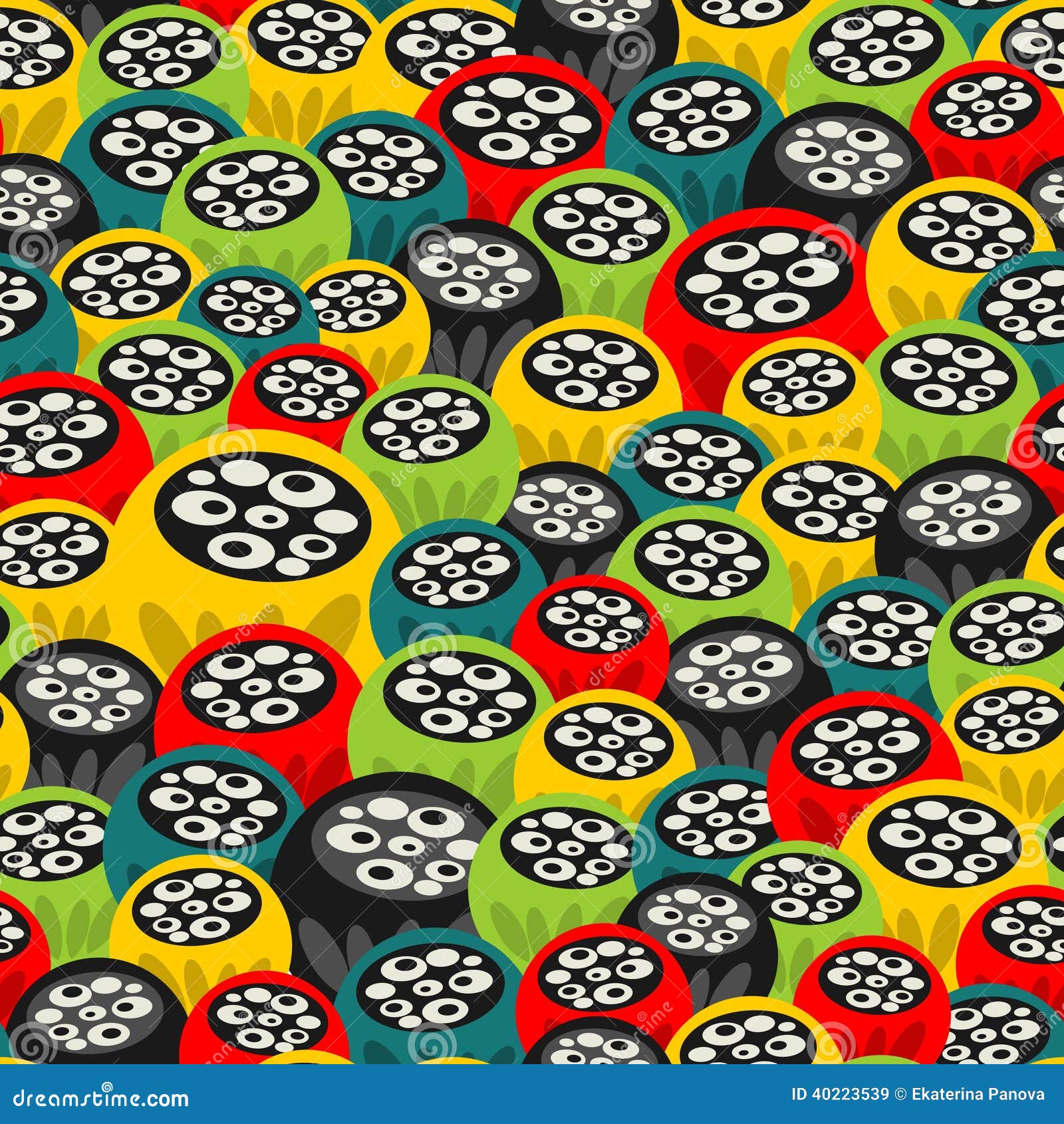 Seamless Pattern with Strange Floral Balls. Stock Vector - Illustration ...