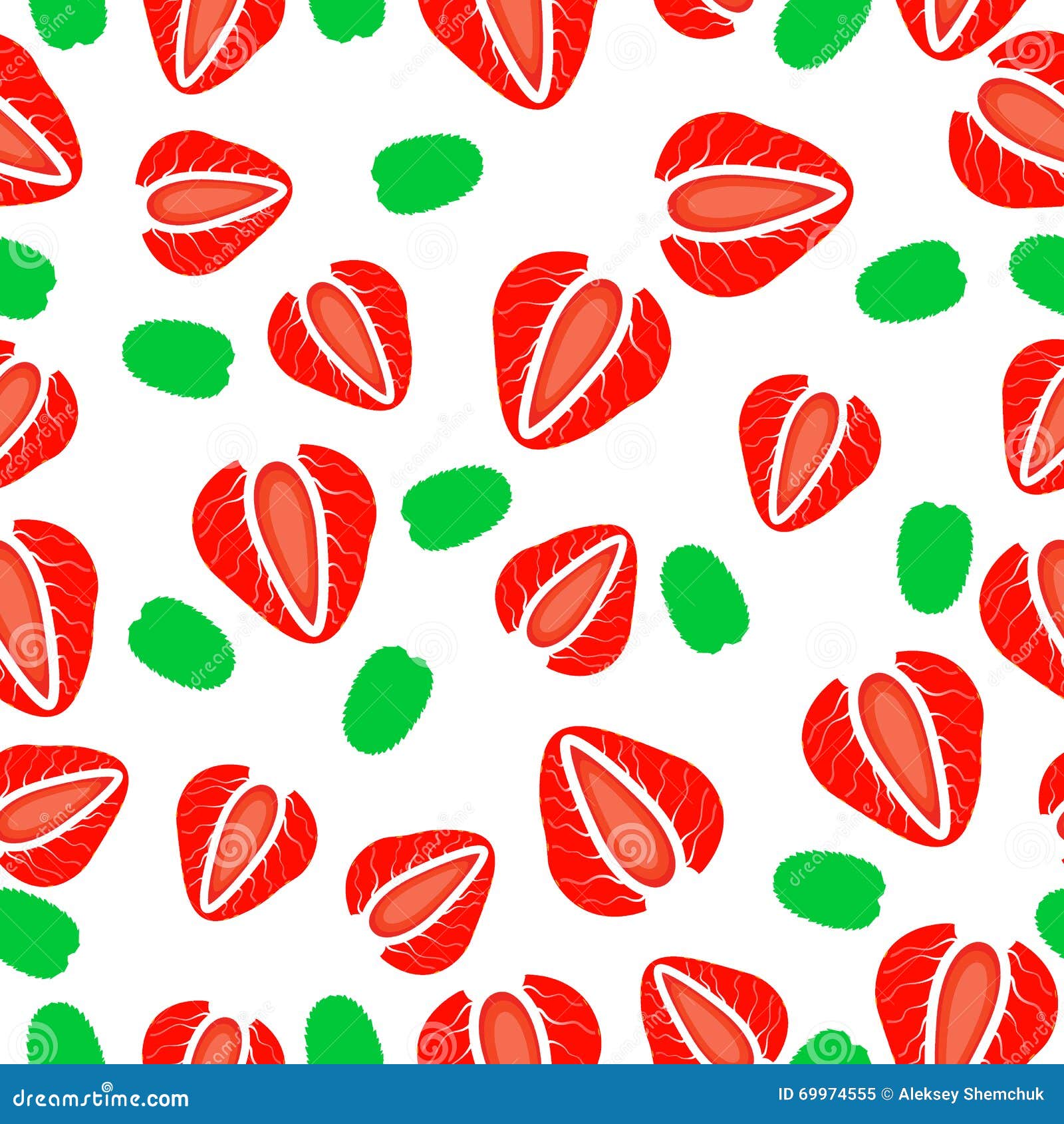 Seamless Pattern of Strawberries Cut Stock Vector - Illustration of ...