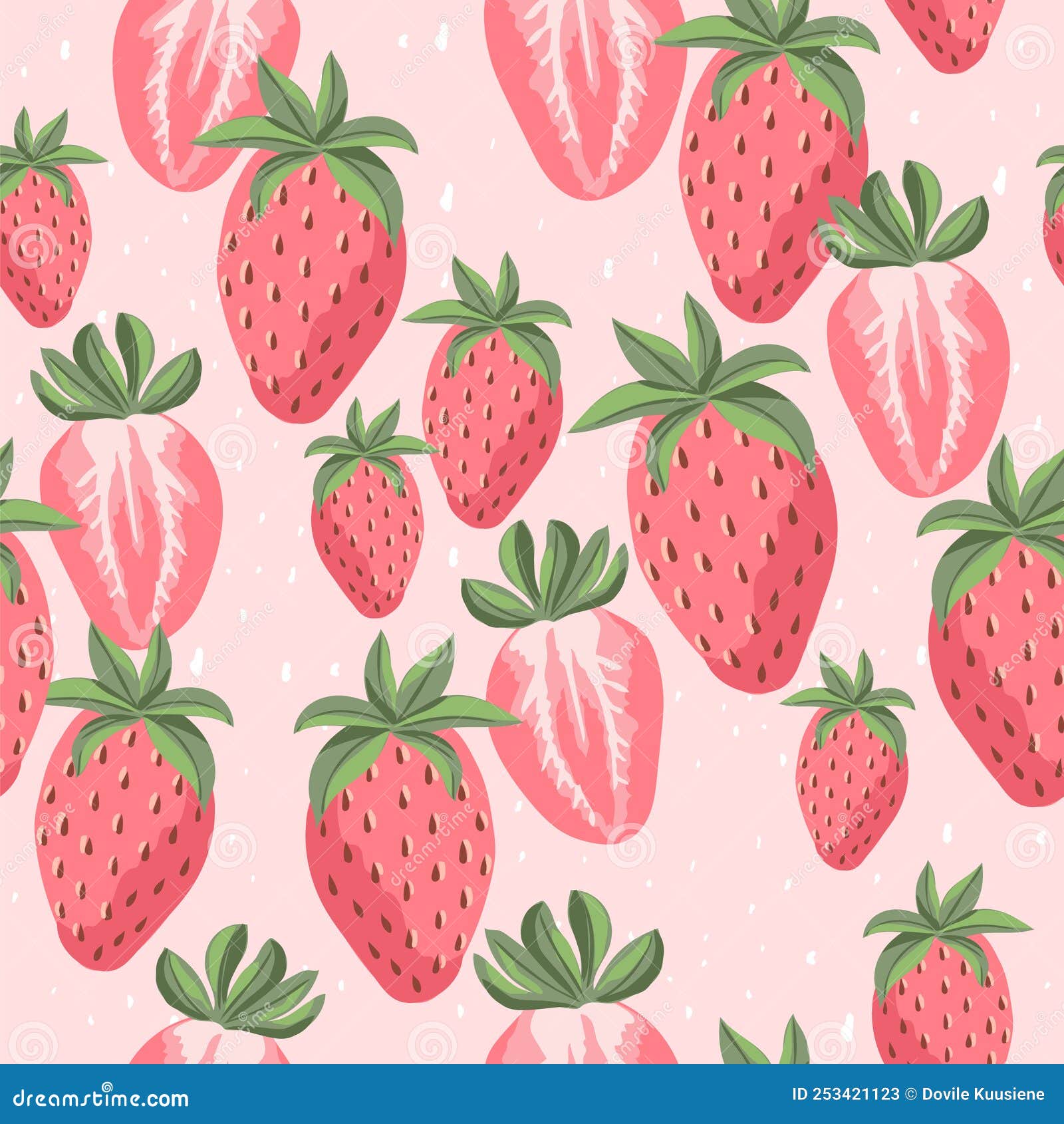 Seamless Pattern with Strawberries. Cute Berry Background. Vector ...