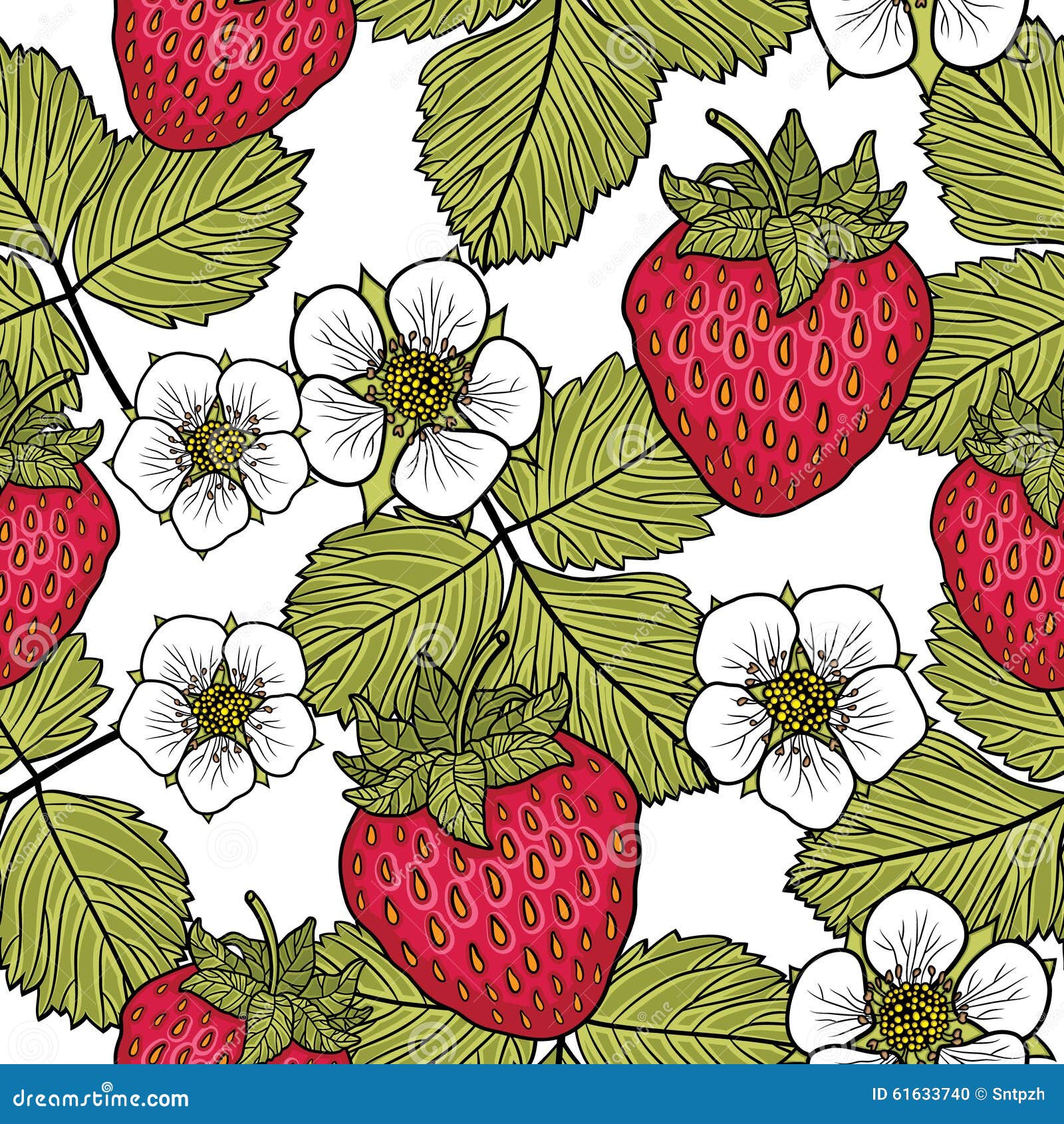 Seamless Pattern with Strawberries. Graphic Stylized Drawing Stock ...