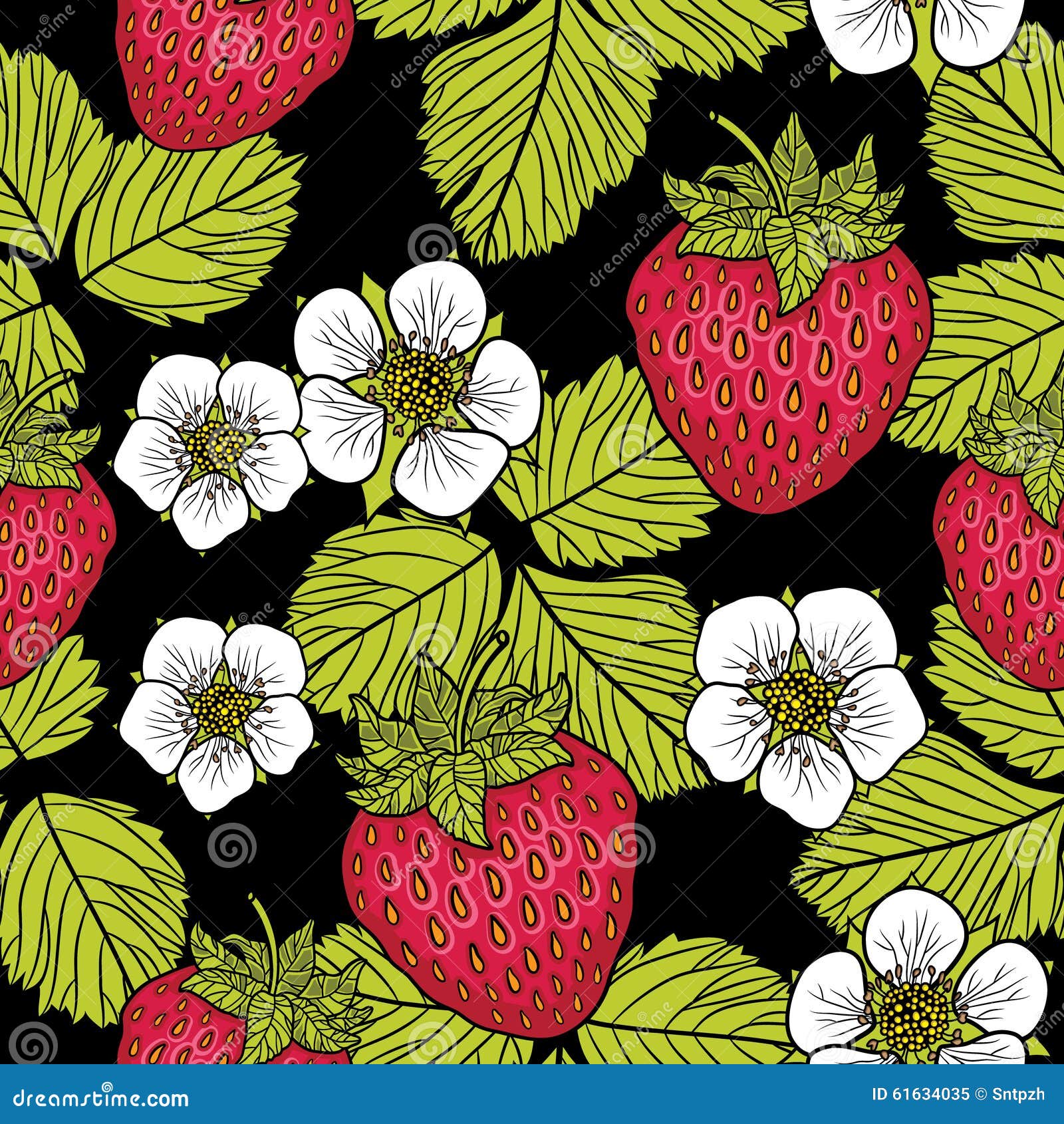 Seamless Pattern with Strawberries. Graphic Stylized Drawing Stock ...