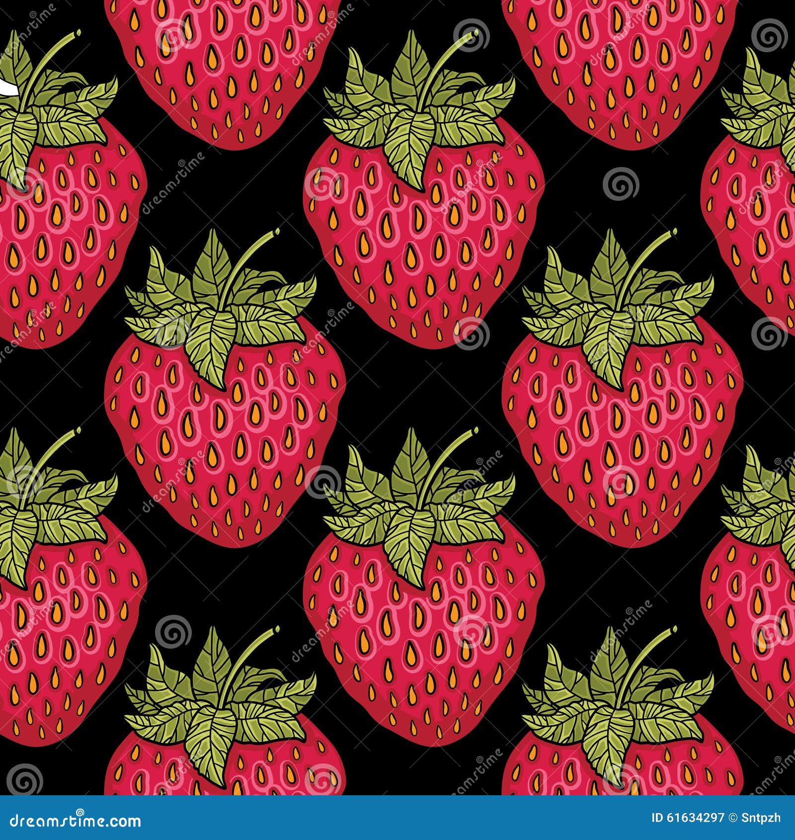 Seamless Pattern with Strawberries. Graphic Stylized Drawing Stock ...