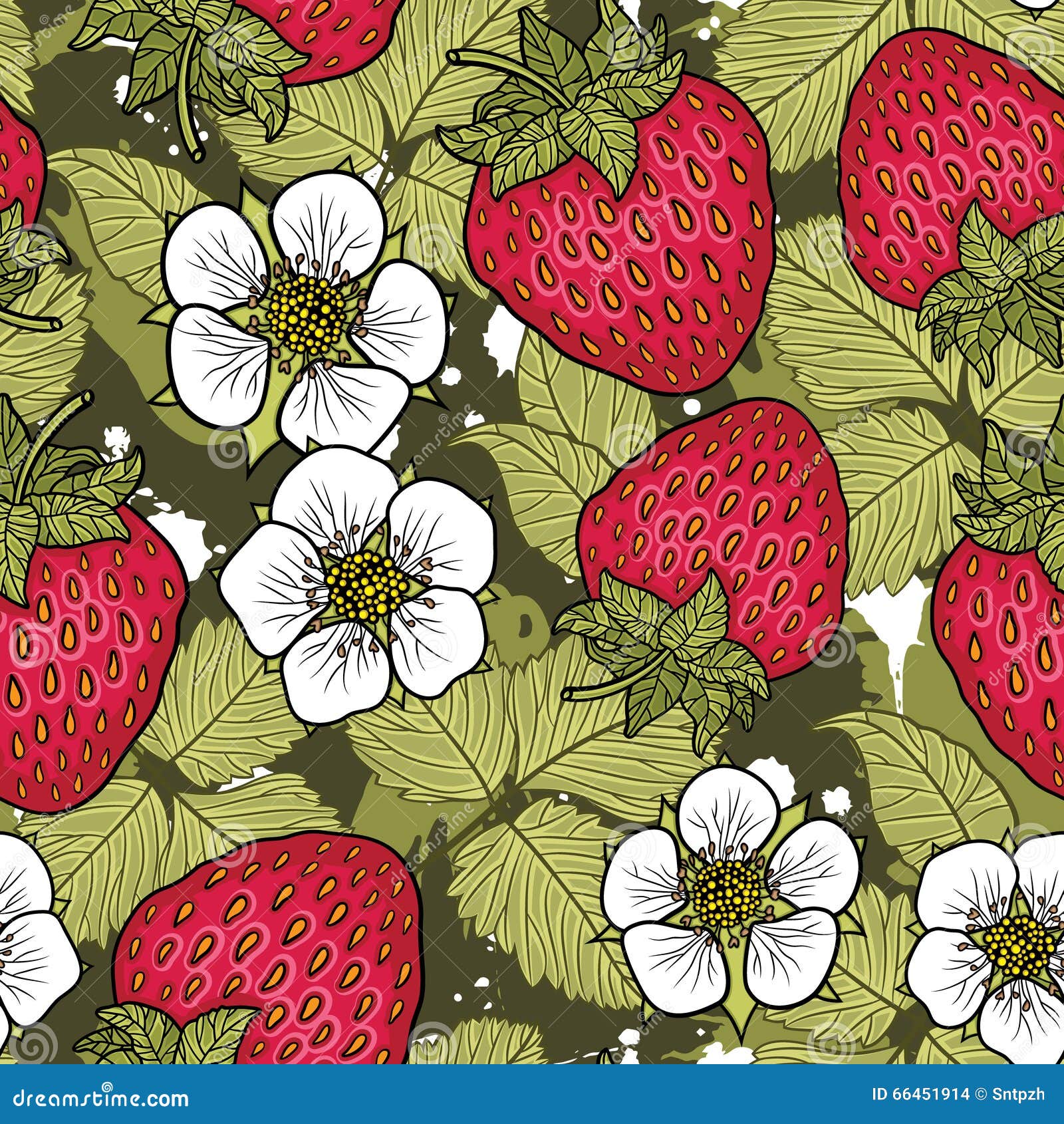 Seamless Pattern with Strawberries. Graphic Stylized Drawing Stock ...