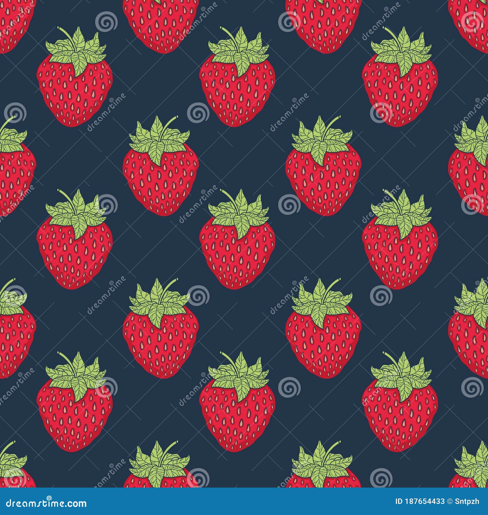 Seamless Pattern with Strawberries. Graphic Stylized Drawing Stock ...