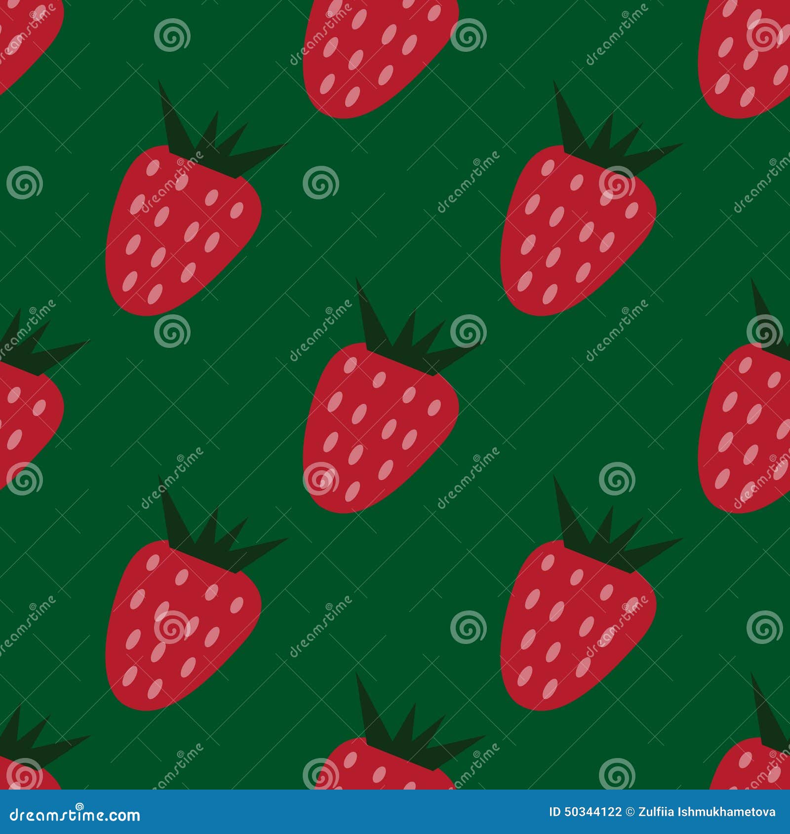 Seamless Pattern with Strawberries on the Green Background Stock Vector ...