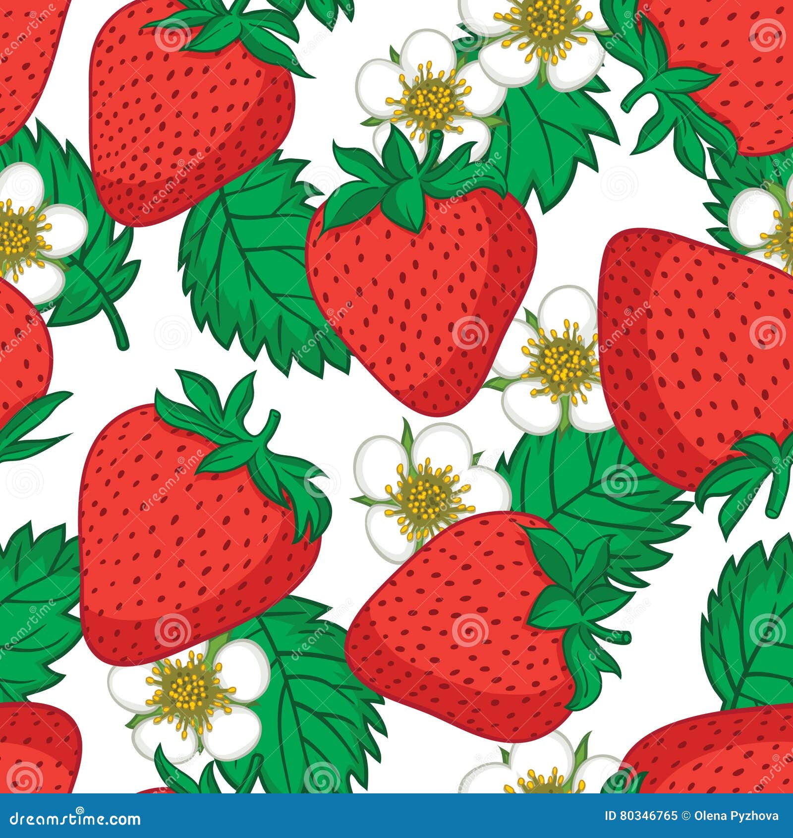 Vector Seamless Pattern with Strawberries. Graphic Stylized Drawing ...