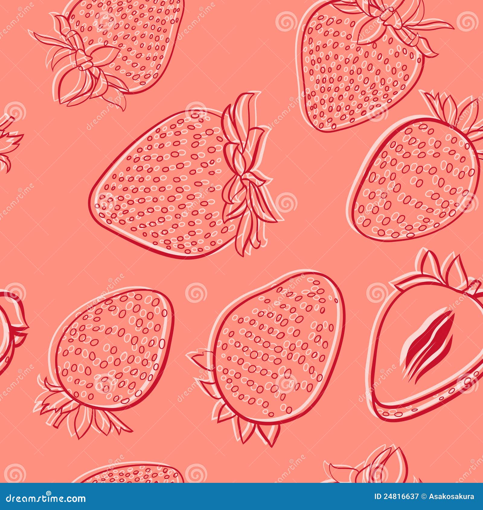 Seamless Pattern with Strawberry Stock Vector - Illustration of repeat ...