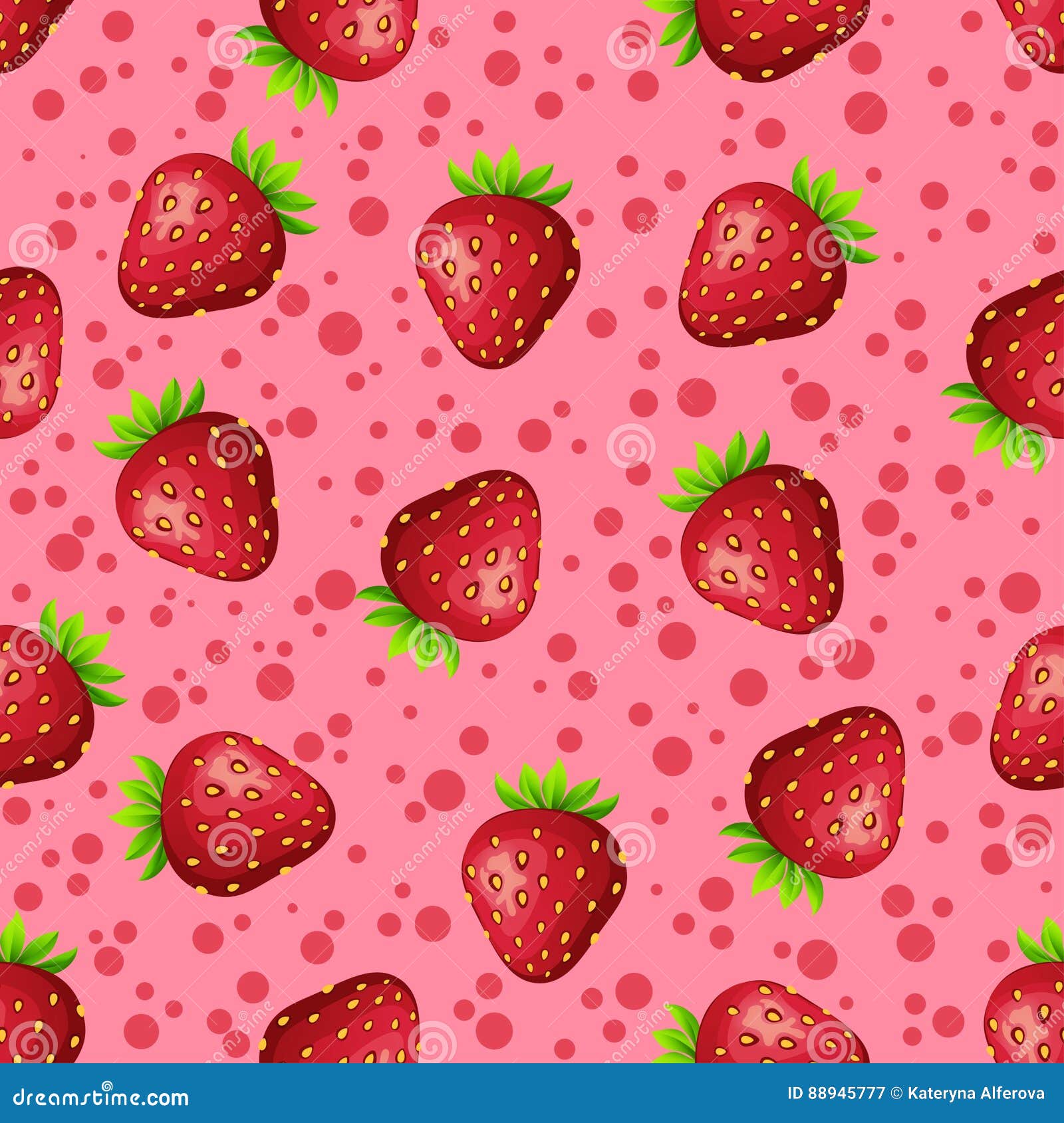 Seamless Pattern With Strawberry On Pink Background Stock Vector ...