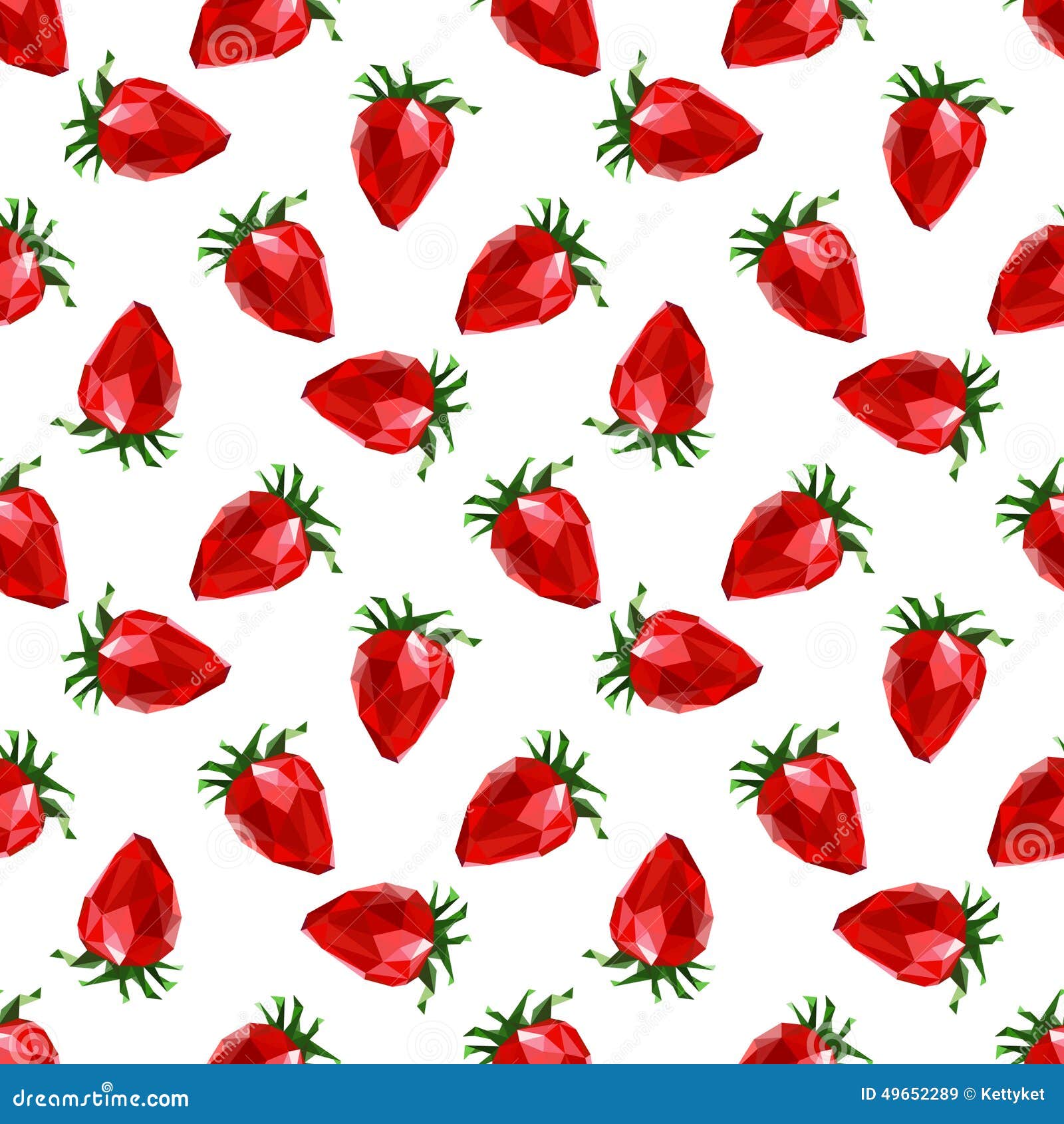 Seamless Pattern Strawberry. Polygon Fruit Stock Vector - Illustration ...