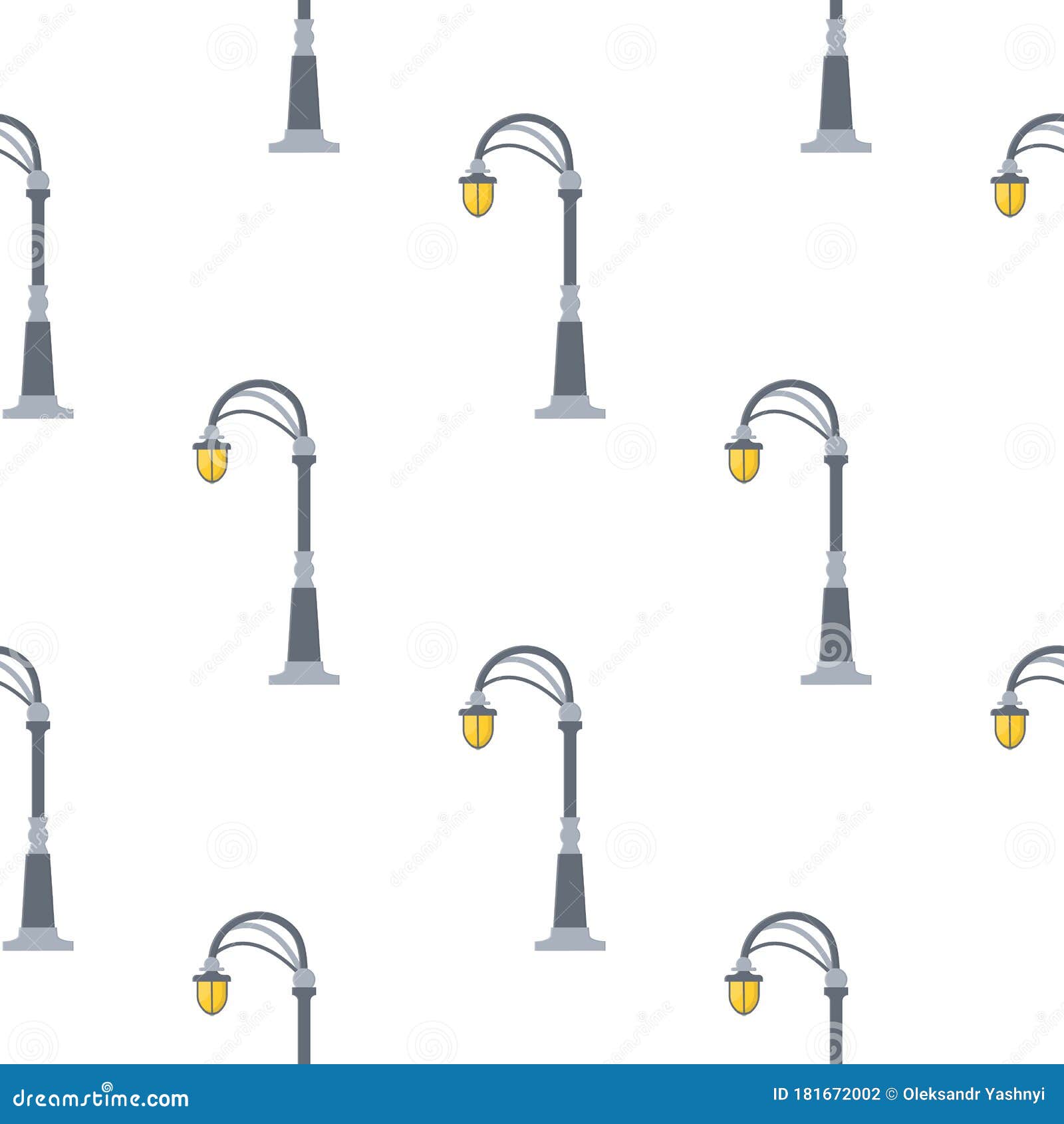 Seamless Pattern with Street Lights Cartoon Isolated on White ...