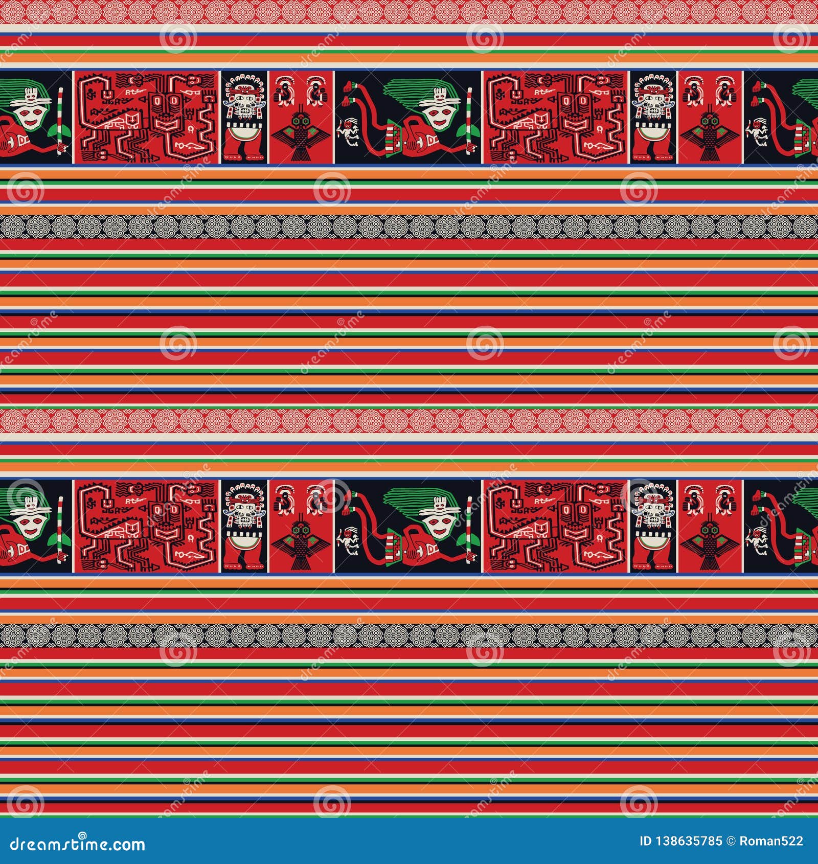 Seamless Striped Pattern in Peruvian Style. Stock Vector - Illustration ...