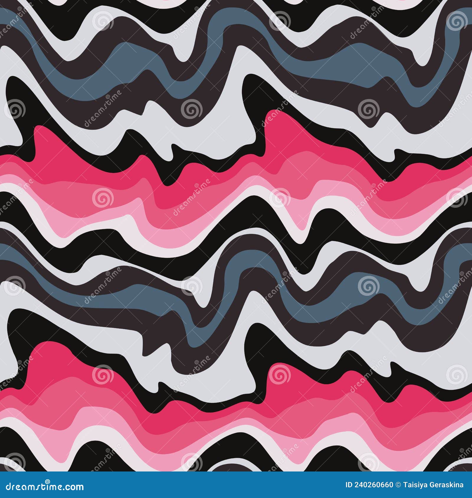 Seamless Pattern with Stripes. Wavy Psychedelic Lines. Vector ...