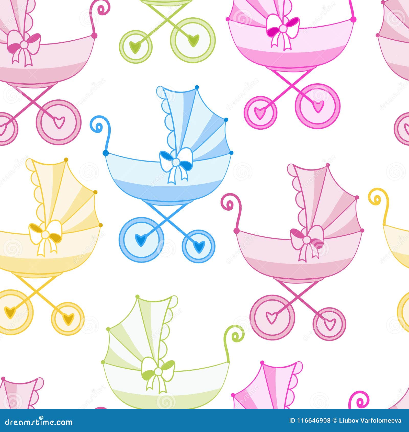 Seamless Pattern with a Stroller Stock Vector - Illustration of baby ...