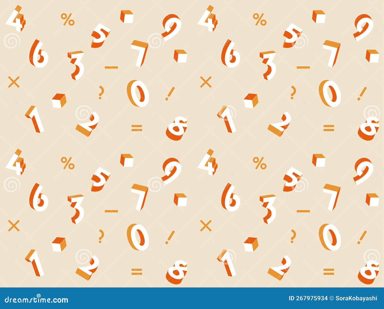 Seamless Pattern Studded with Numbers. Orange Background Stock Vector ...