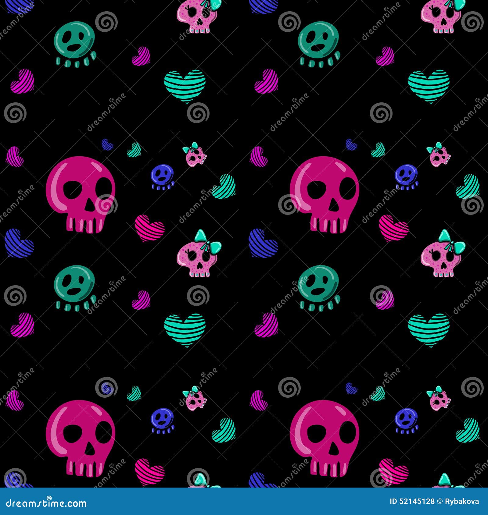 Seamless Pattern in the Style of Emo Skull. Stock Illustration ...