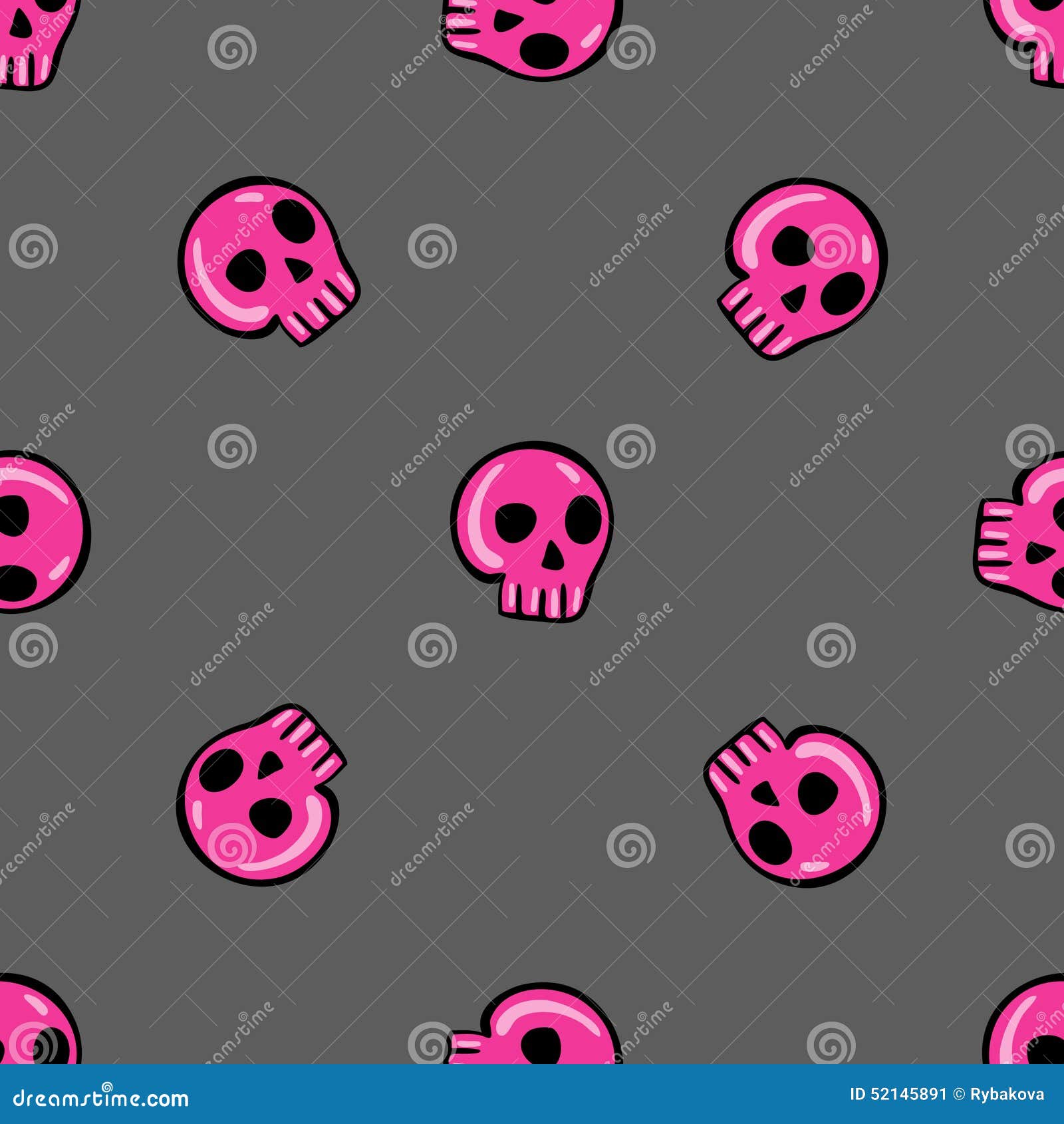 Seamless Pattern In The Style Of Emo Skull Stock Illustration - Image ...