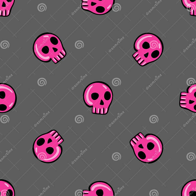 Seamless Pattern in the Style of Emo Skull Stock Illustration ...
