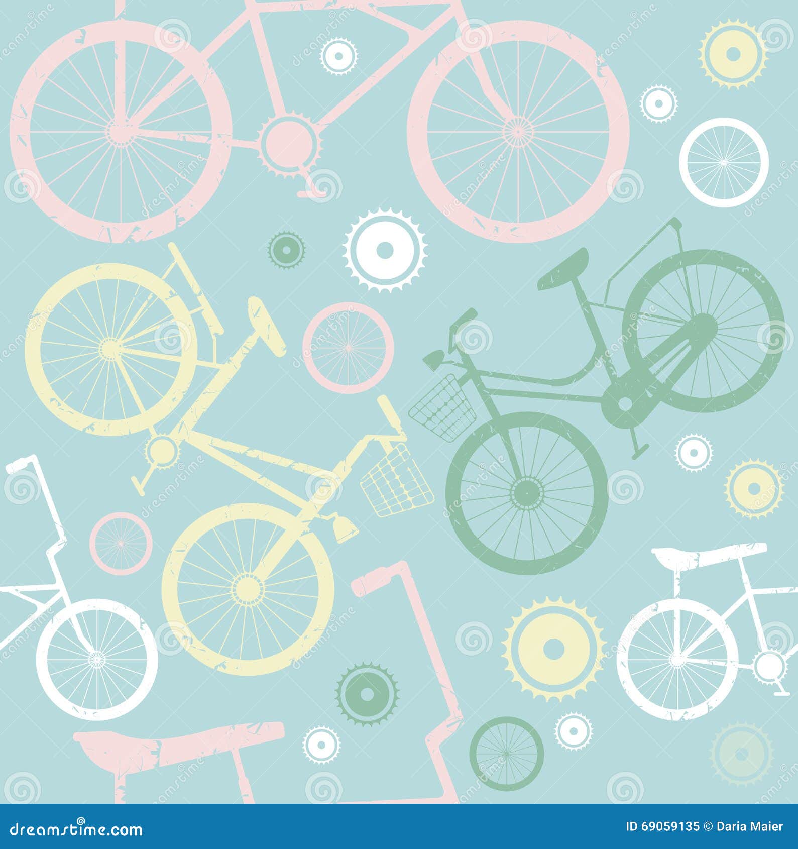 Seamless Pattern with Stylish Bicycles Stock Vector - Illustration of ...