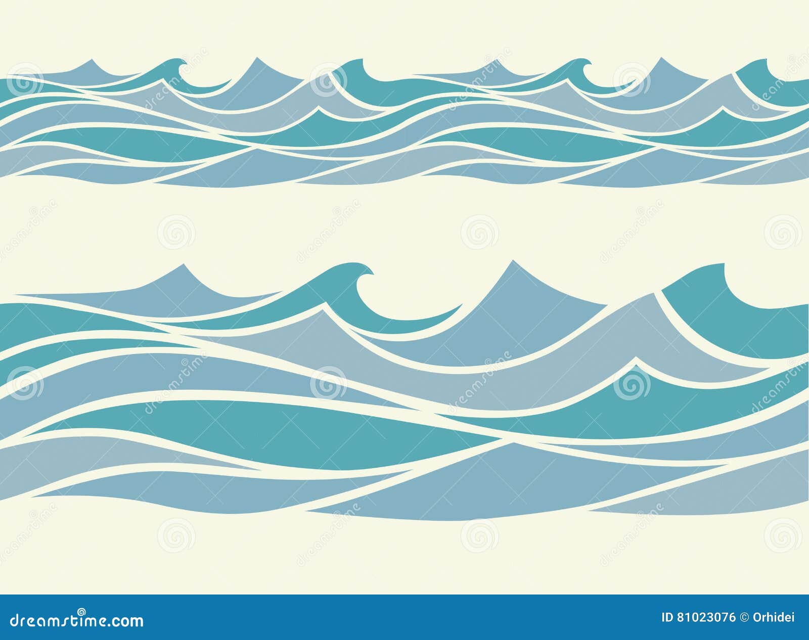 Seamless Pattern with Stylized Blue Waves Stock Vector - Illustration ...