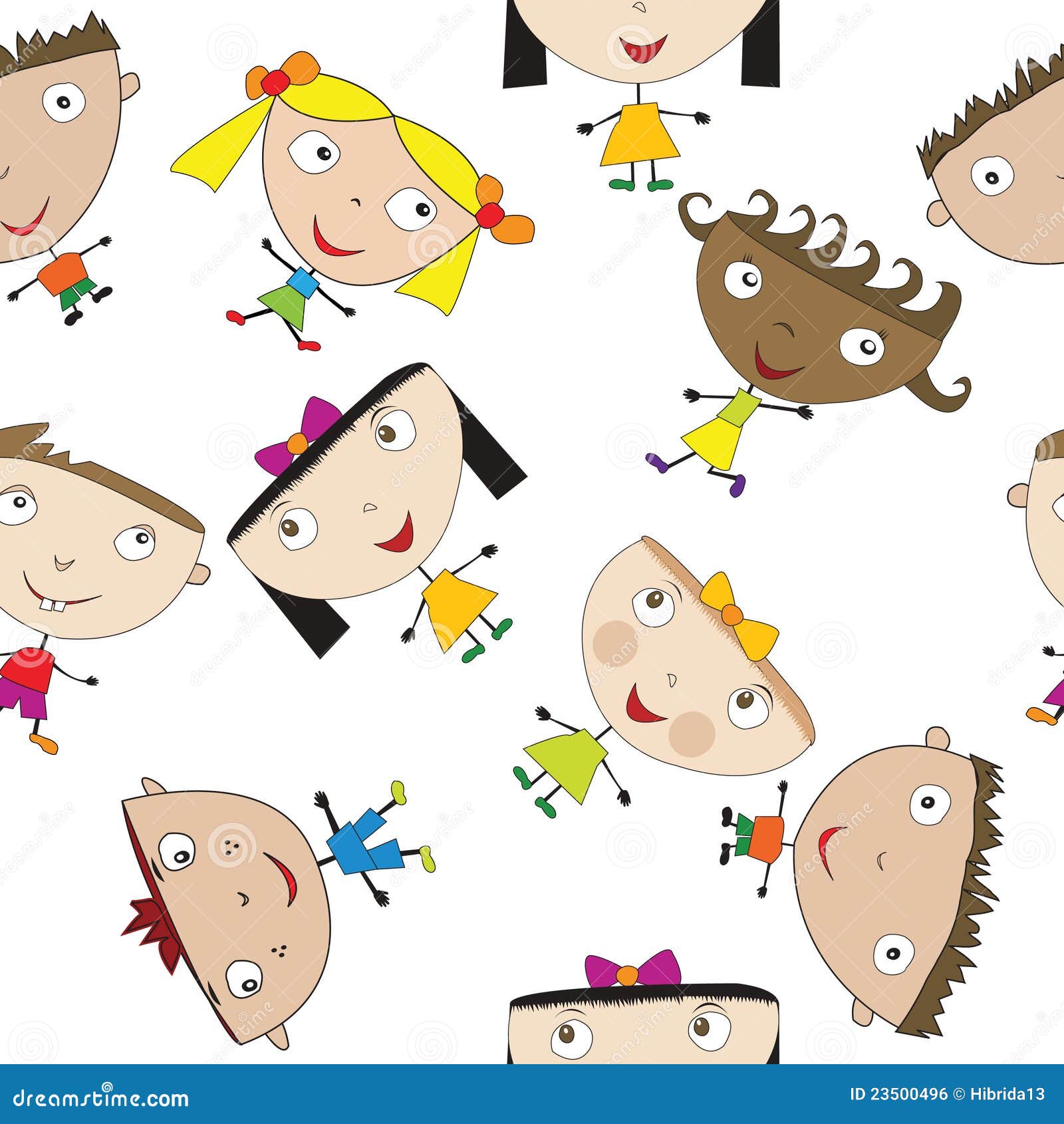 Seamless Pattern with Stylized Children Stock Illustration ...