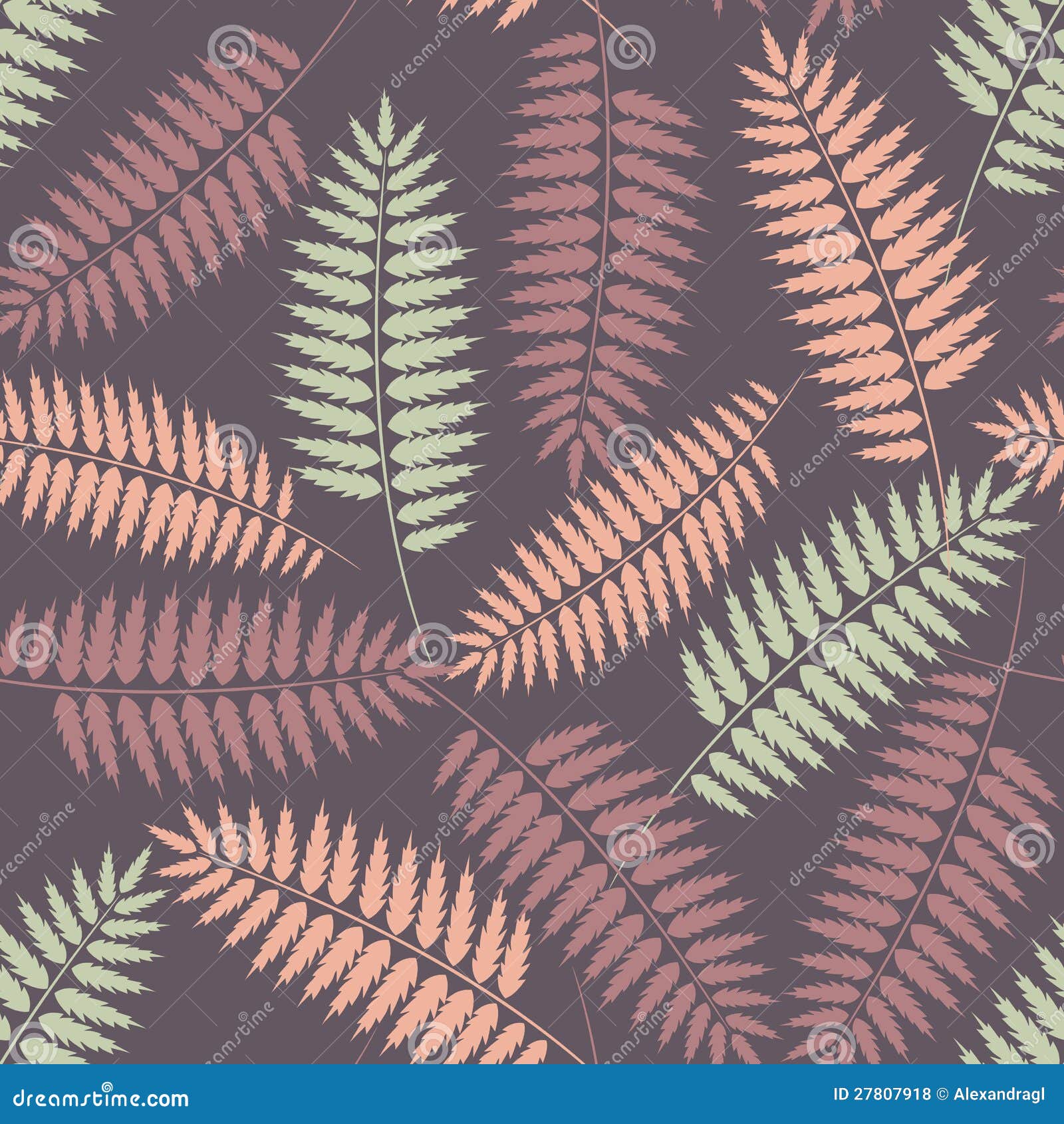 Seamless Pattern with Stylized Fern Leaves Stock Vector - Illustration ...