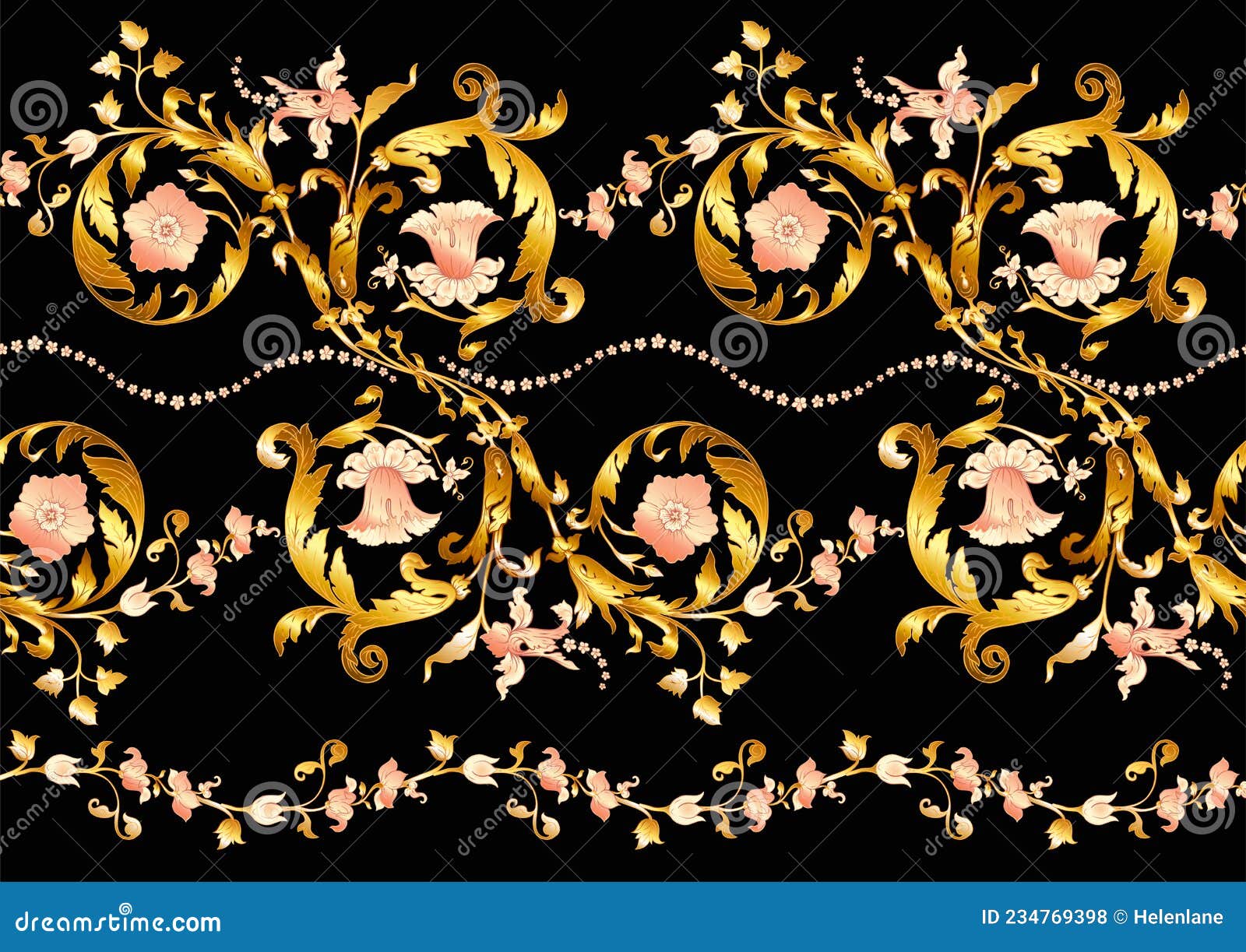 Seamless Pattern with Stylized Flowers in Medieval Style Stock Vector ...