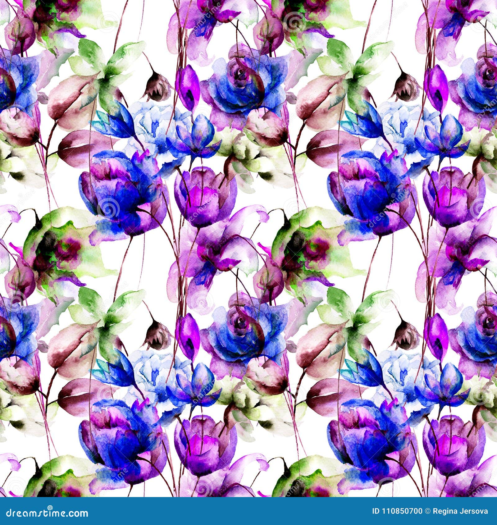Seamless Pattern with Stylized Flowers Stock Illustration ...