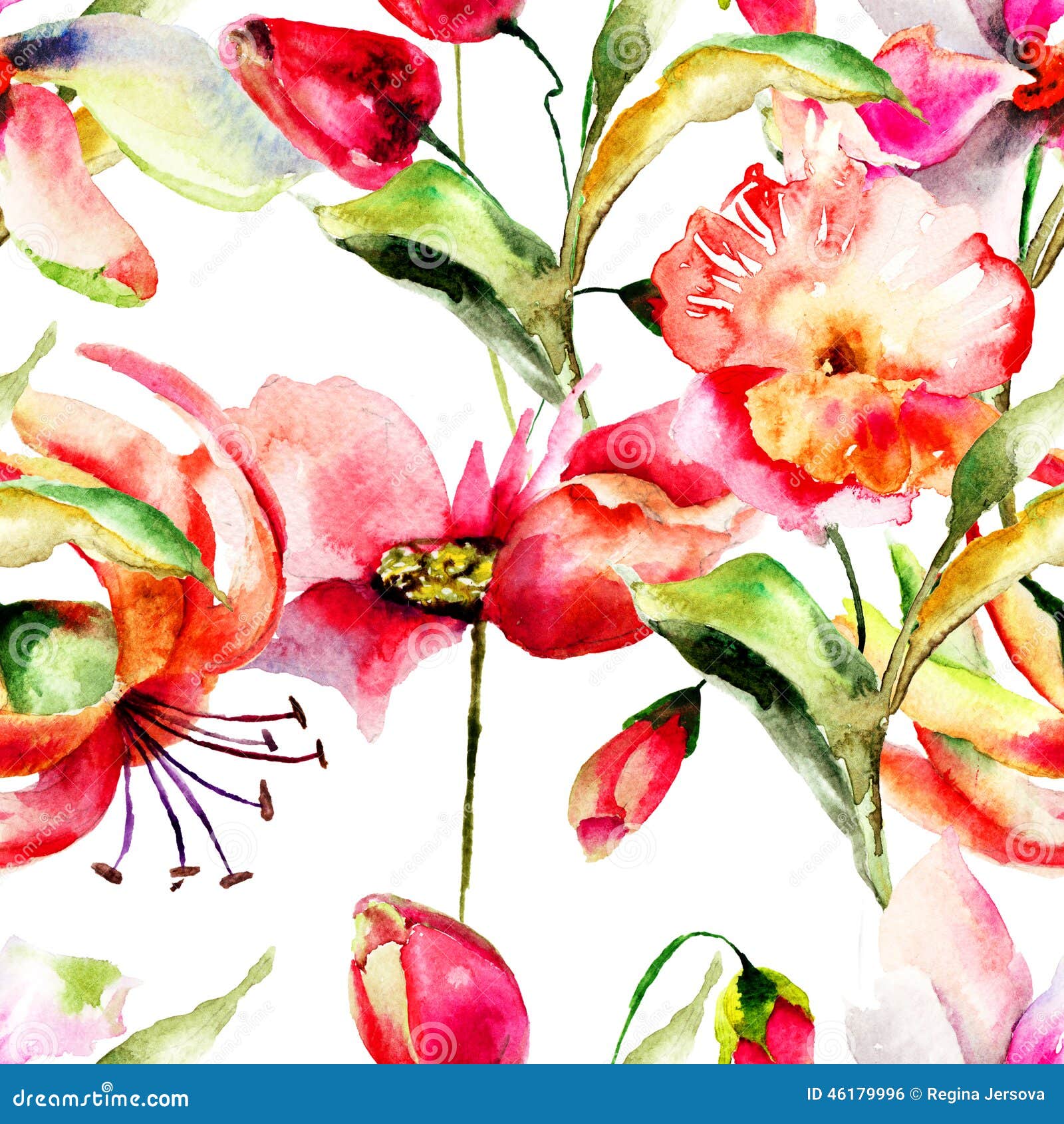 Seamless Pattern with Stylized Flowers Stock Illustration ...