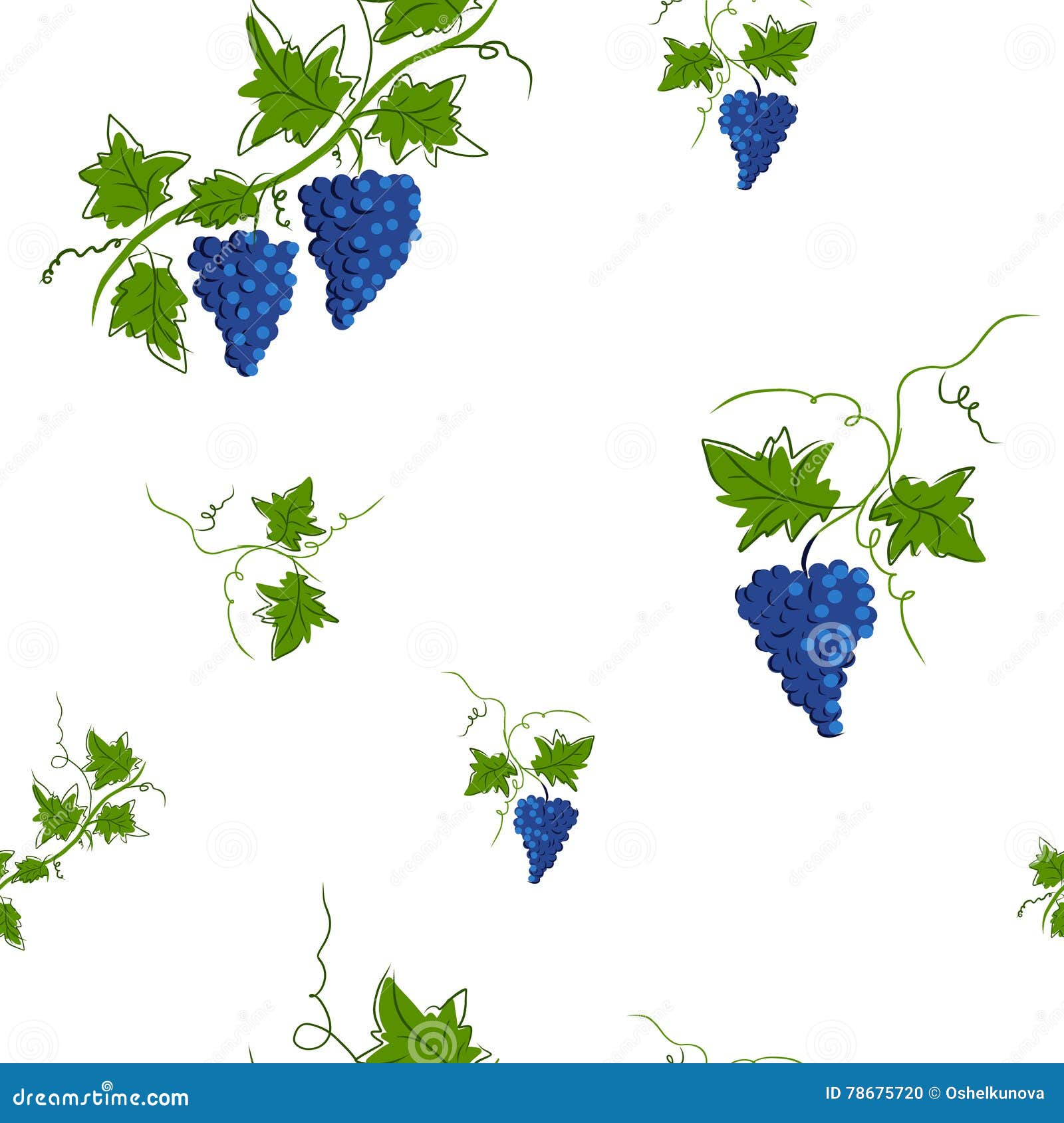 Seamless Pattern. Stylized Graphic Image of a Vine with Grapes. Stock ...