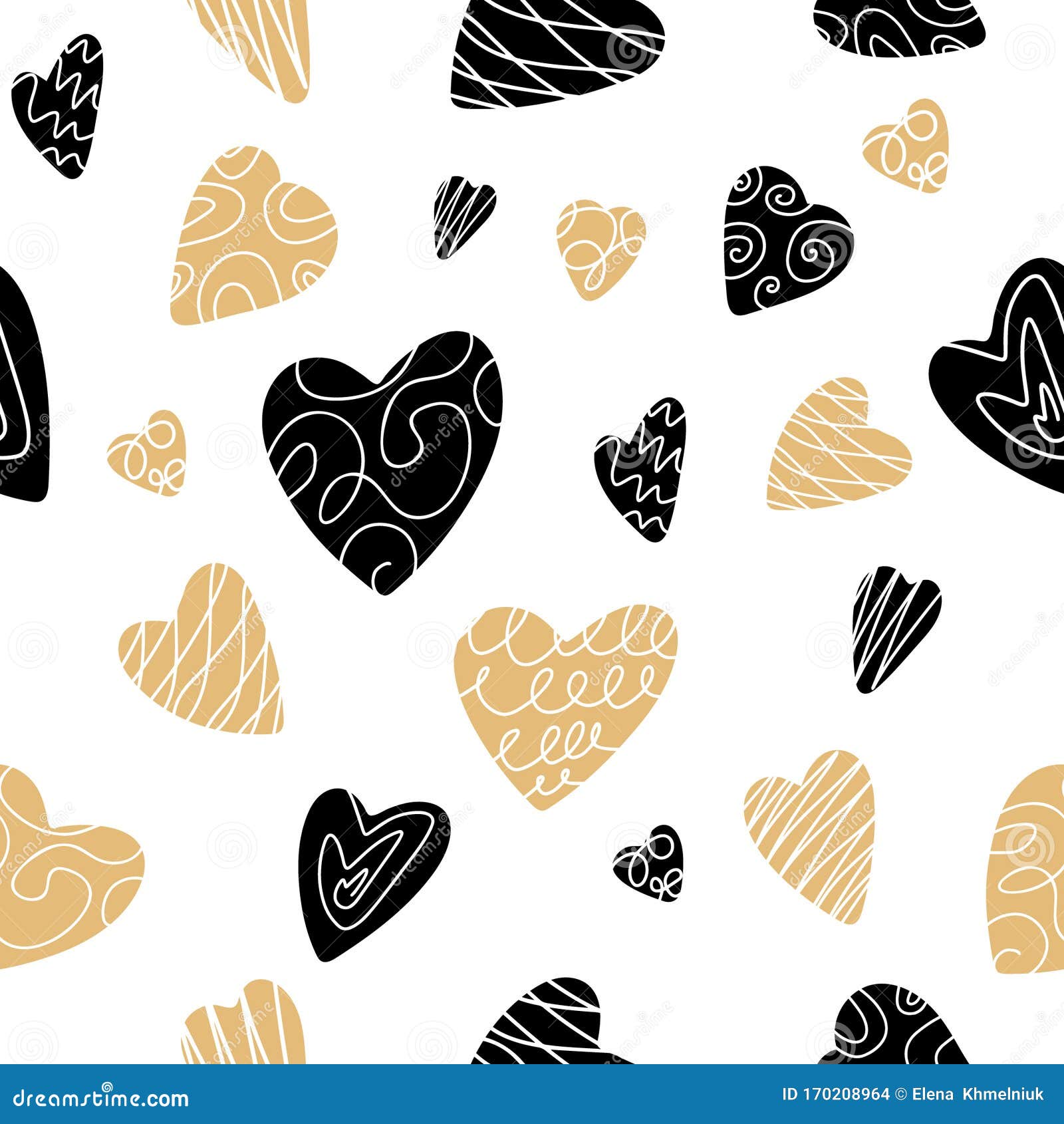 Seamless Pattern with Stylized Hearts Stock Vector - Illustration of ...