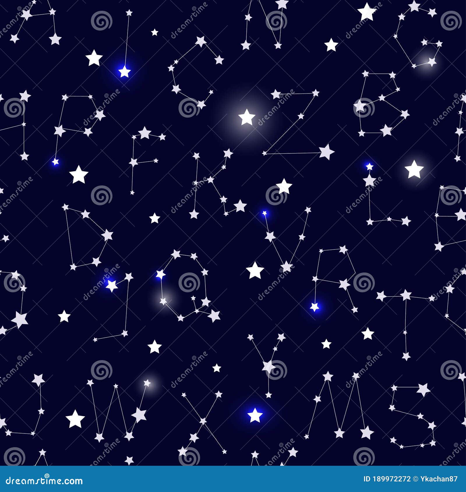 Seamless Pattern with Stylized Letters Like Starry Constellations ...