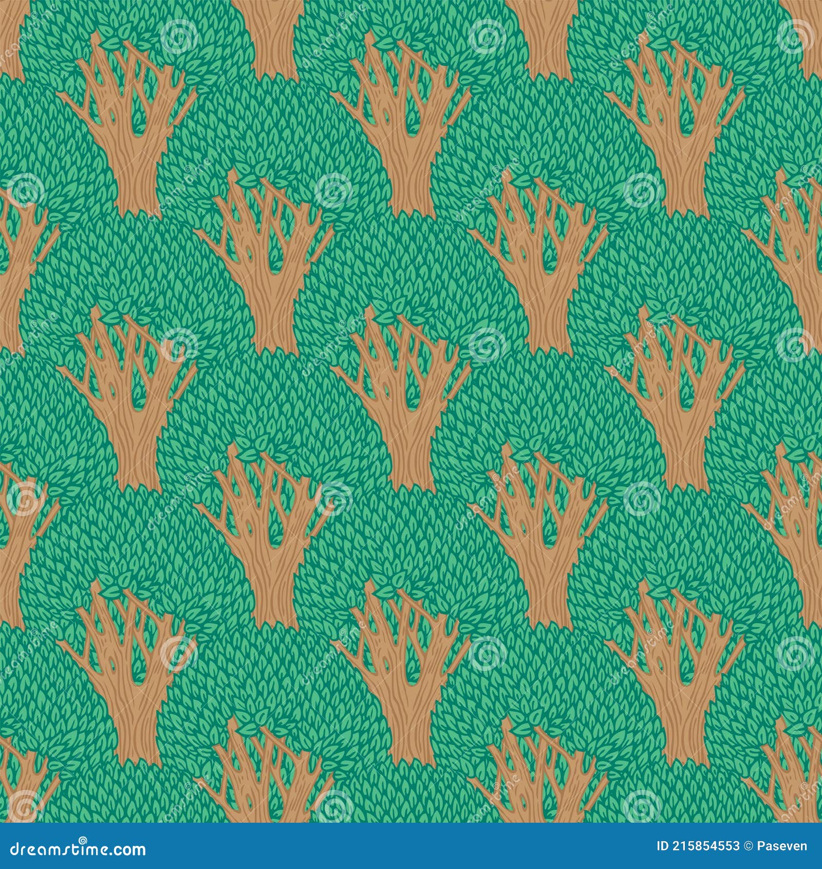 Seamless Pattern with Stylized Old Deciduous Trees Stock Vector - Illustration of deciduous ...